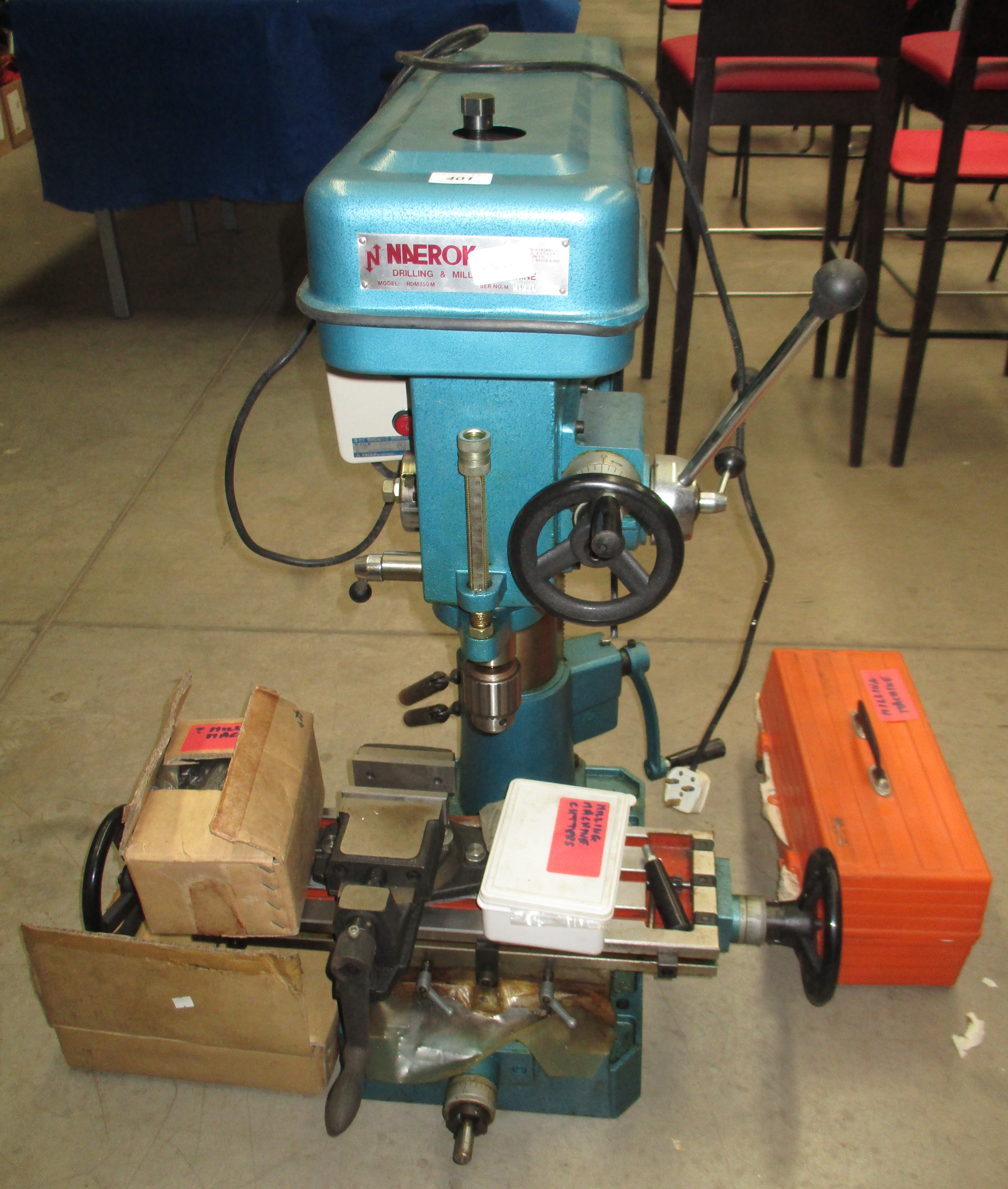 NAEROK DRILLING AND MILLING MACHINE model no RDM 350M S/N 01001 - 240v ...