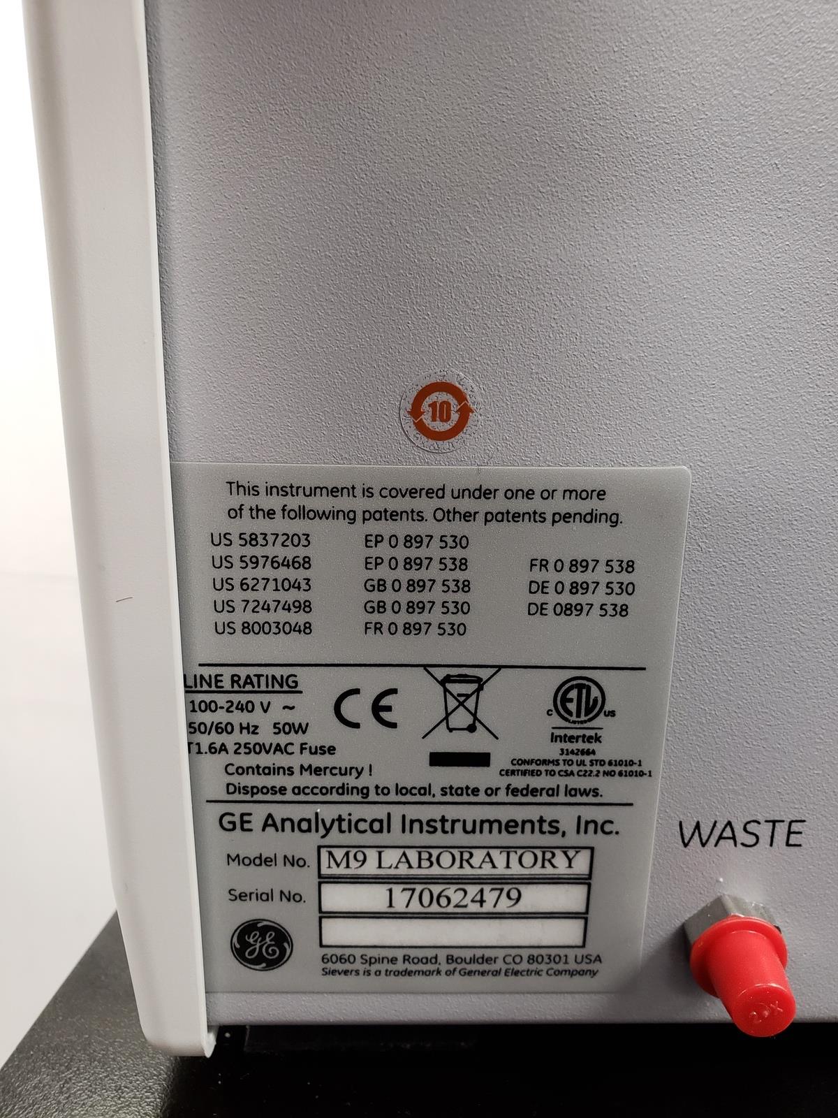 GE, Sievers M9 Laboratory TOC Analyzer, S/N 17062479, W/ GE Autosampler ...