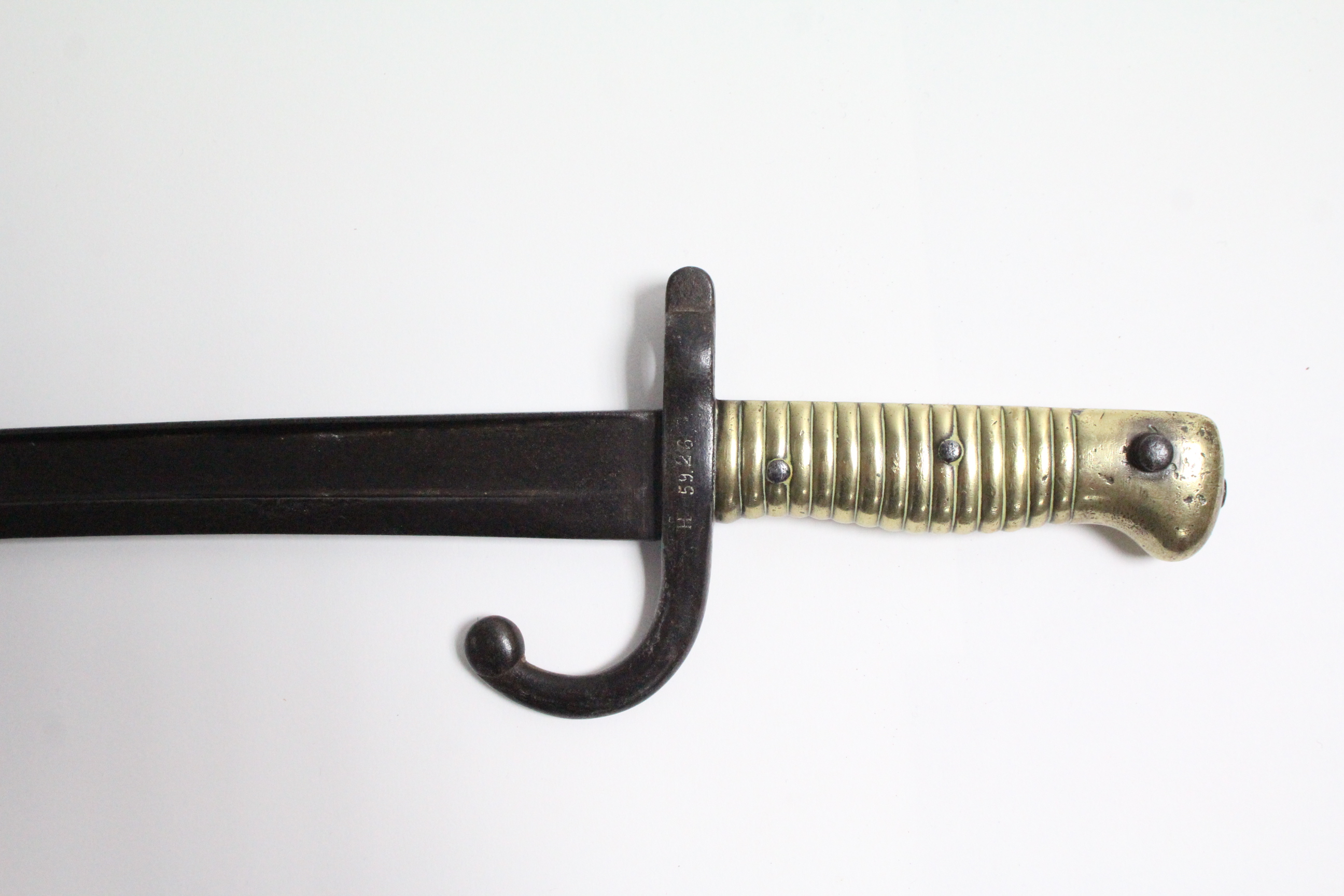 A 19th century French rifle bayonet with 1868 inscription to the 22½ ...