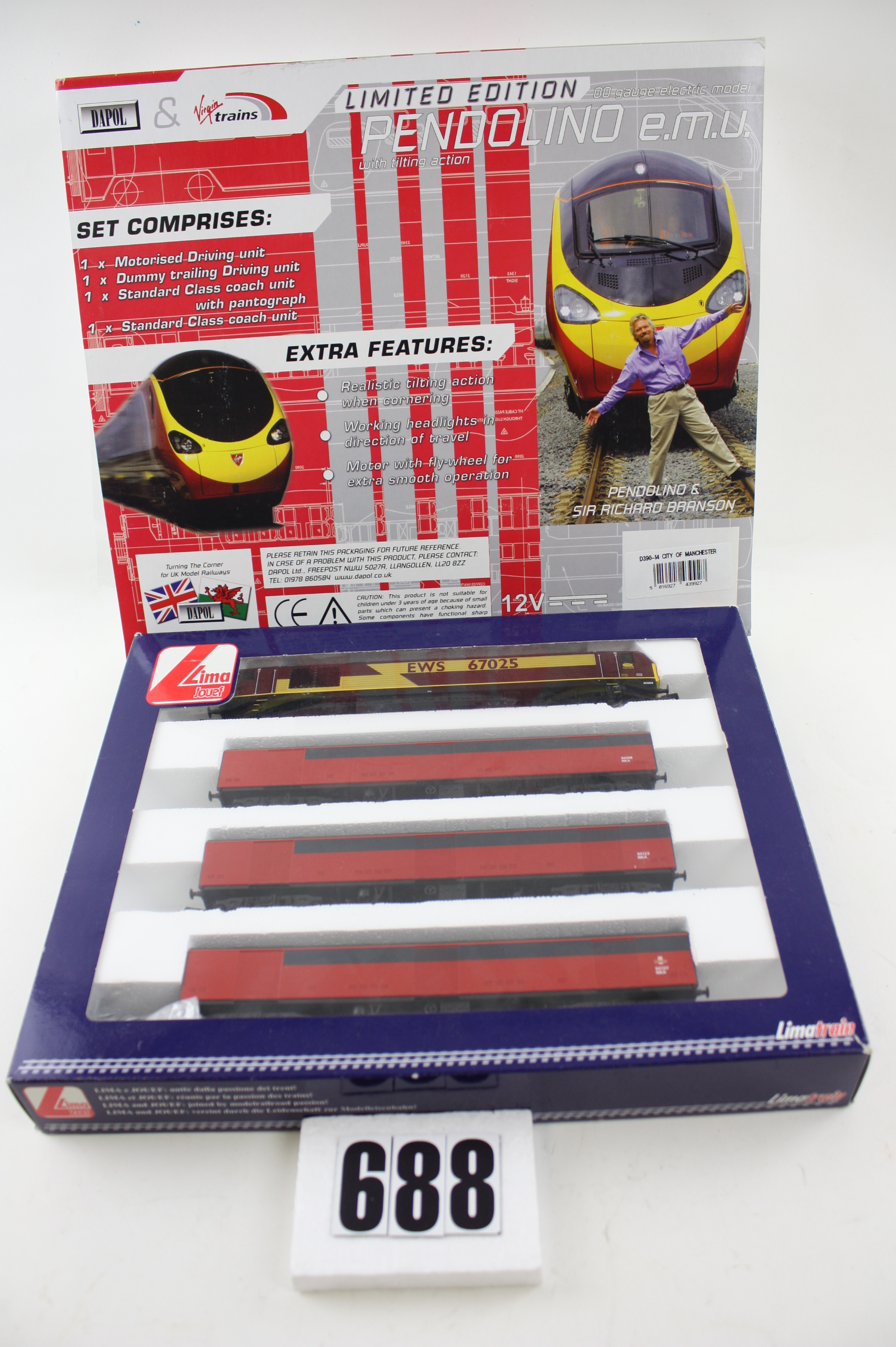 OO Gauge Dapol/Virgin Pendolino set and Lima class 67 train pack ...