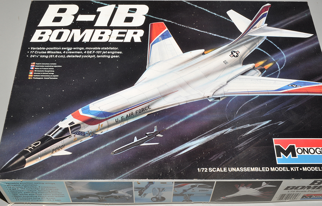 Monogram 1/72 scale model kit, B-1B Bomber, boxed.