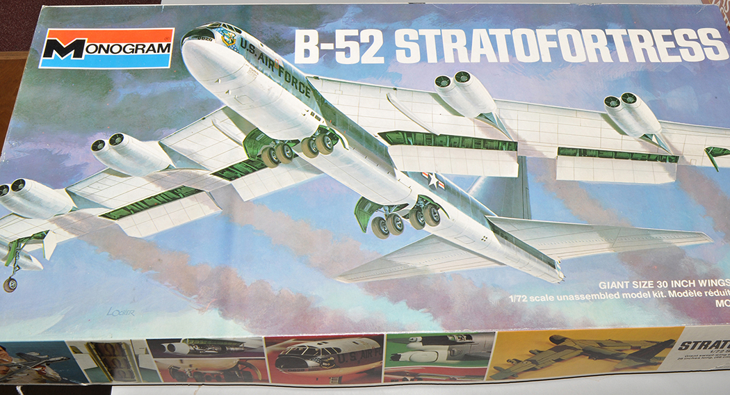Monogram 1/72 scale model kit, B-52 Stratofortress, boxed.