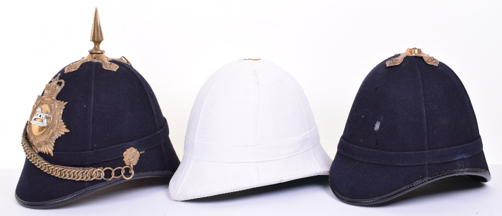 British Army Bandsman Home Service Helmets, blue cloth covered cork ...