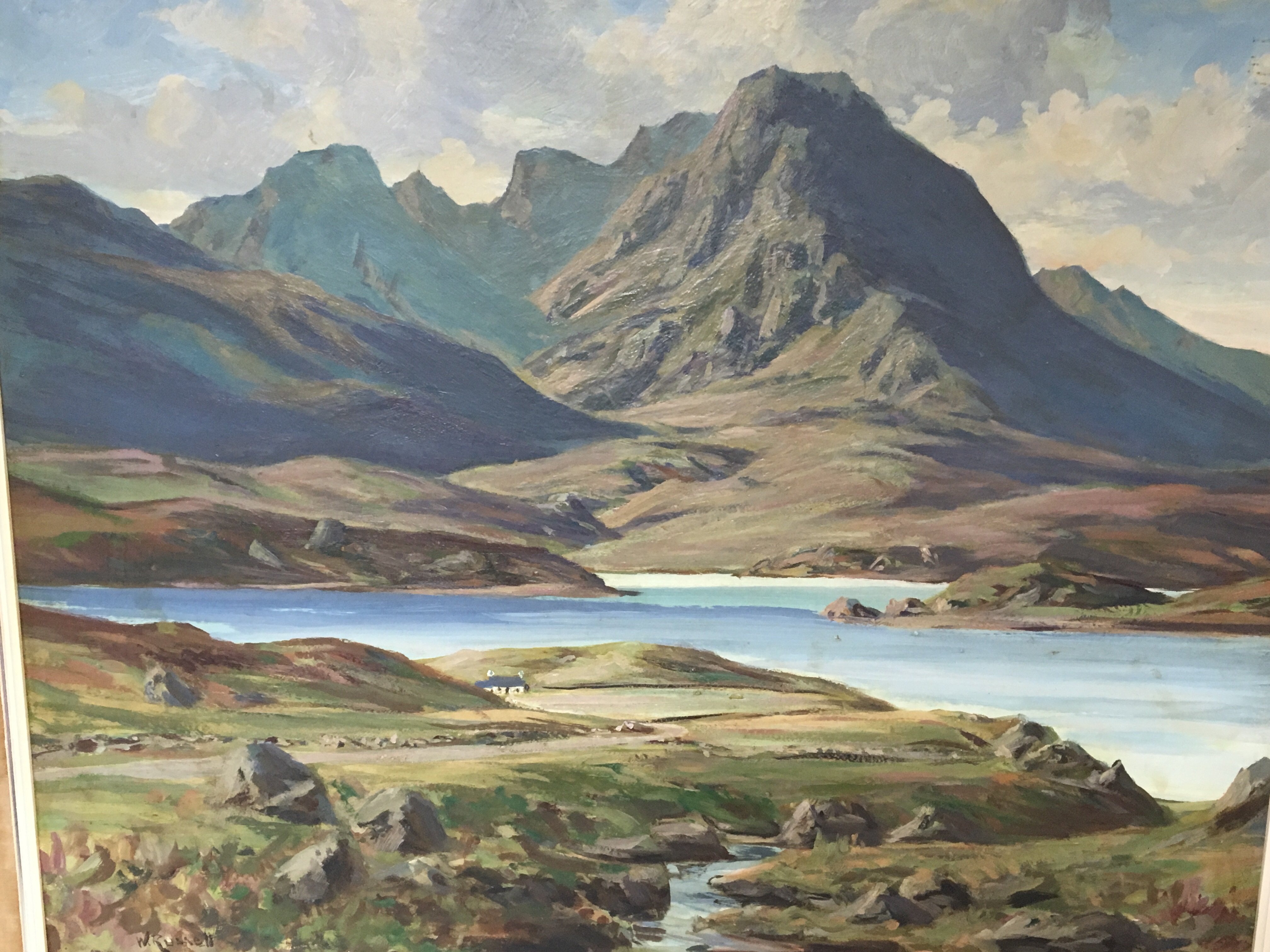 A pair of oil paintings on artist board by William Russell M.A (20th ...