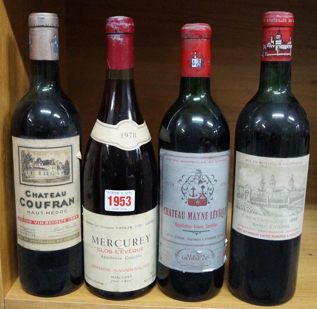 Fourteen various bottles of French red wine, mostly 1960s & 70s.