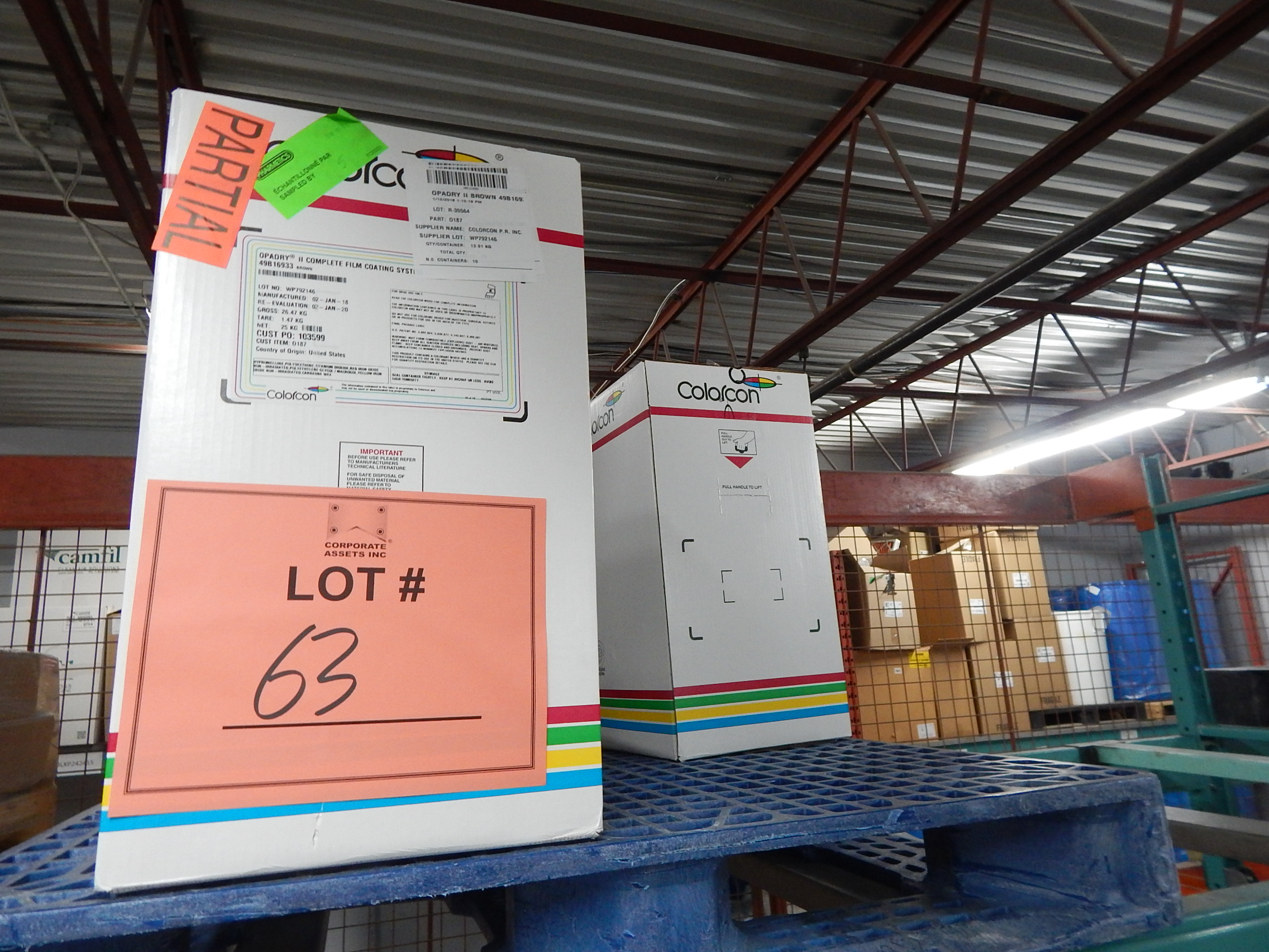 LOT/ SKID WITH CONTENTS CONSISTING OF BOXES OF OPADRY II COMPLETE FILM ...