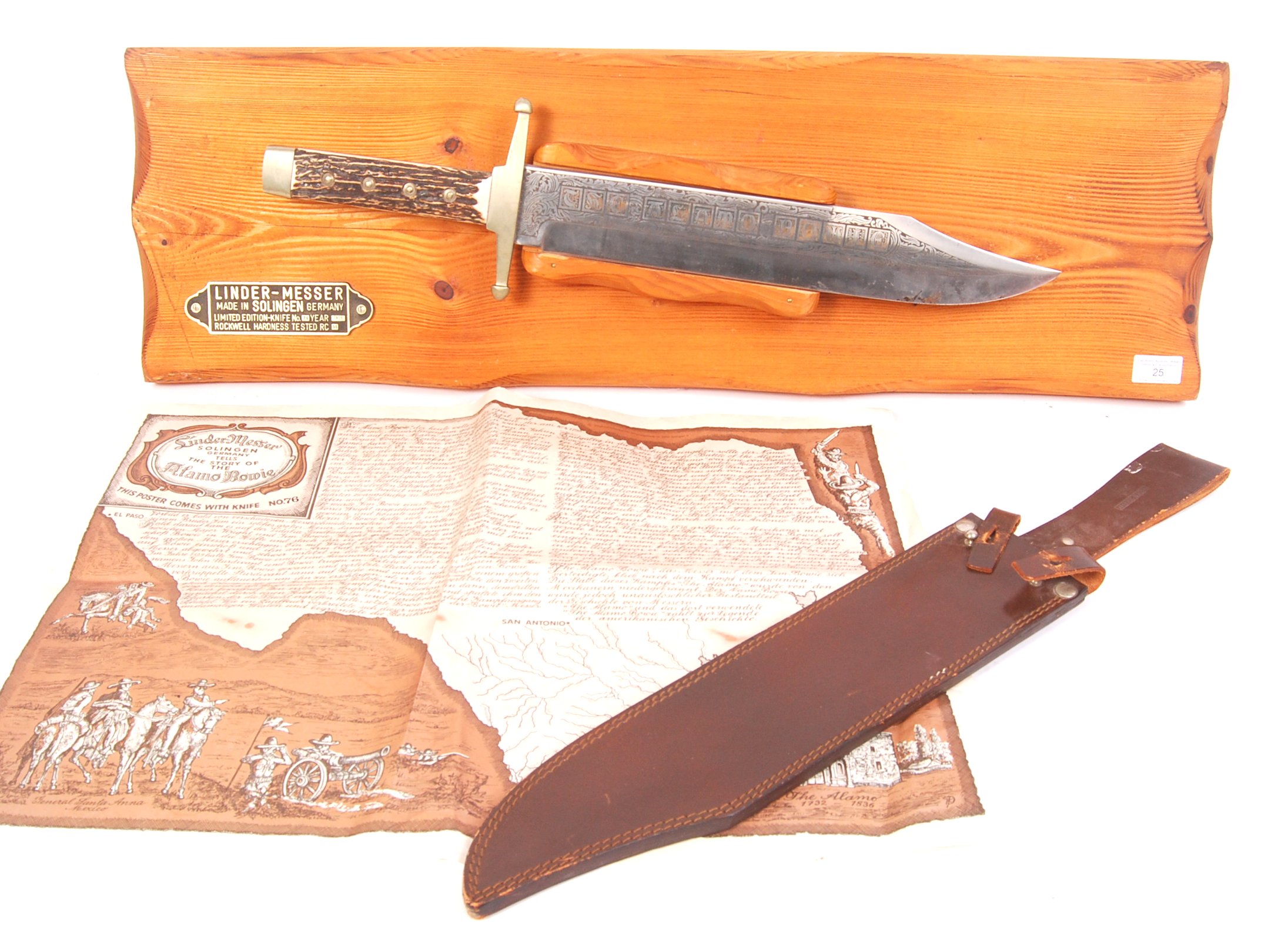 A large Linder Messer Solingen made ' The Alamo Bowie ' commemorative ...