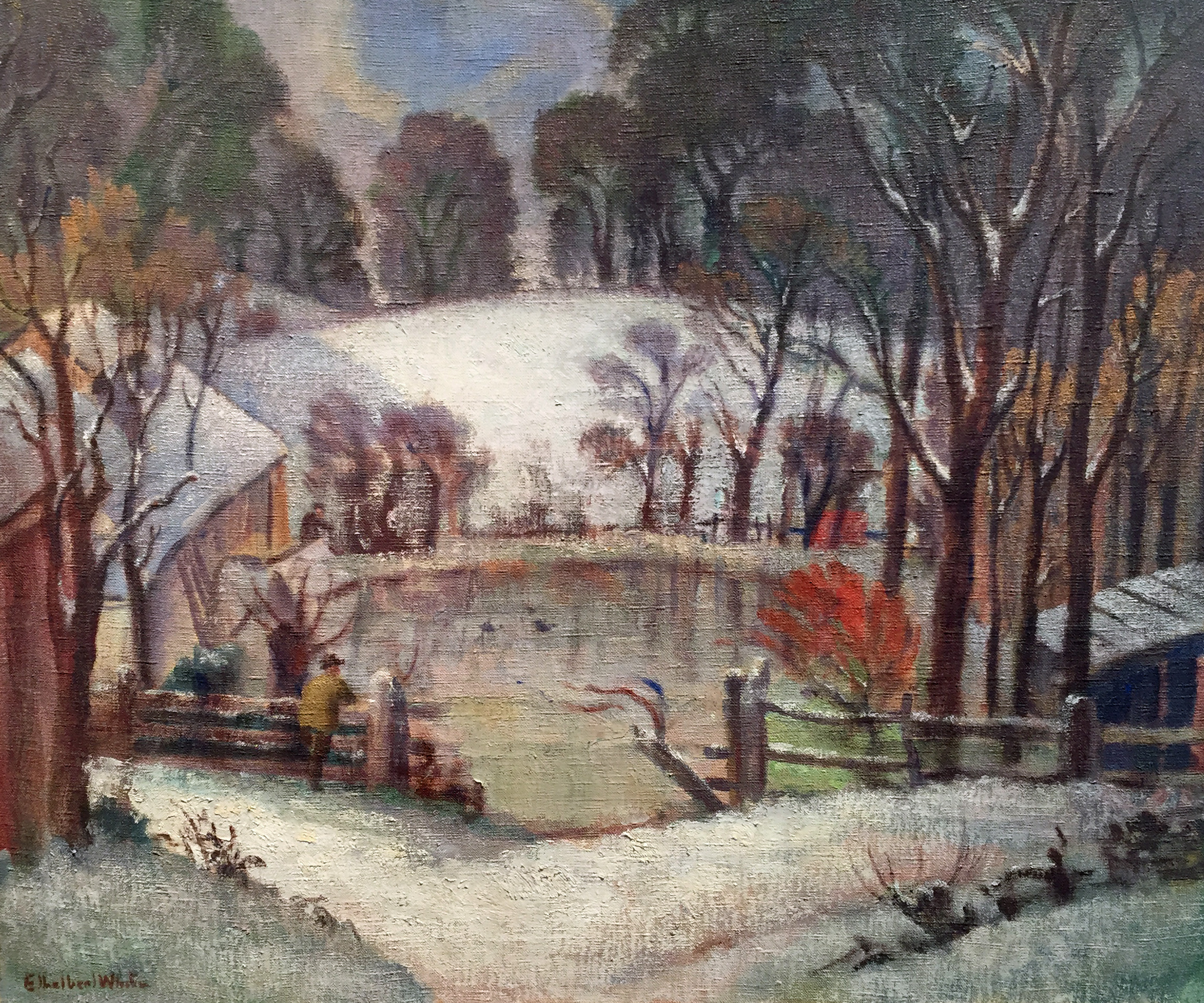 Ethelbert White (1891-1972) Pool in Winter Landscape, oil on canvas ...