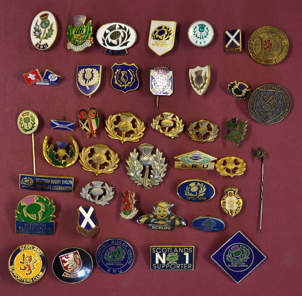 Scotland Rugby Union Pin Badge selection of various enamel pin badges ...