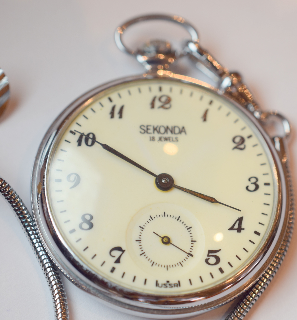 Sekonda Pocket Watch On Chain USSR Excellent USSR made Seonda pocket ...