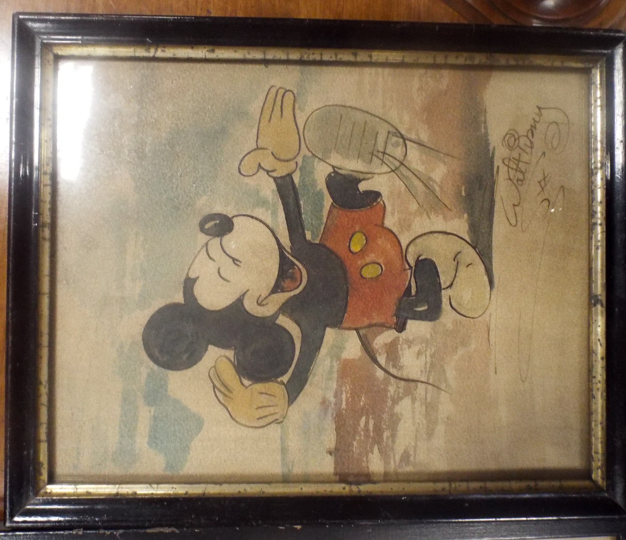 Pen and ink drawing of Mickey Mouse after Walt Disney, and a Mickey ...