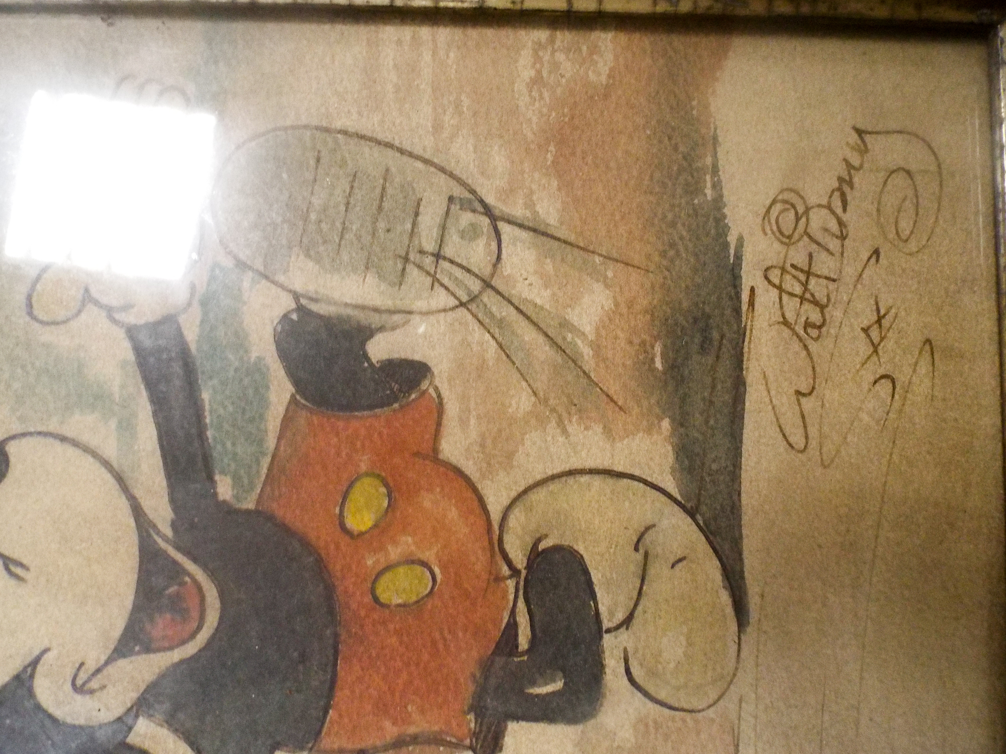 Pen and ink drawing of Mickey Mouse after Walt Disney, and a Mickey ...