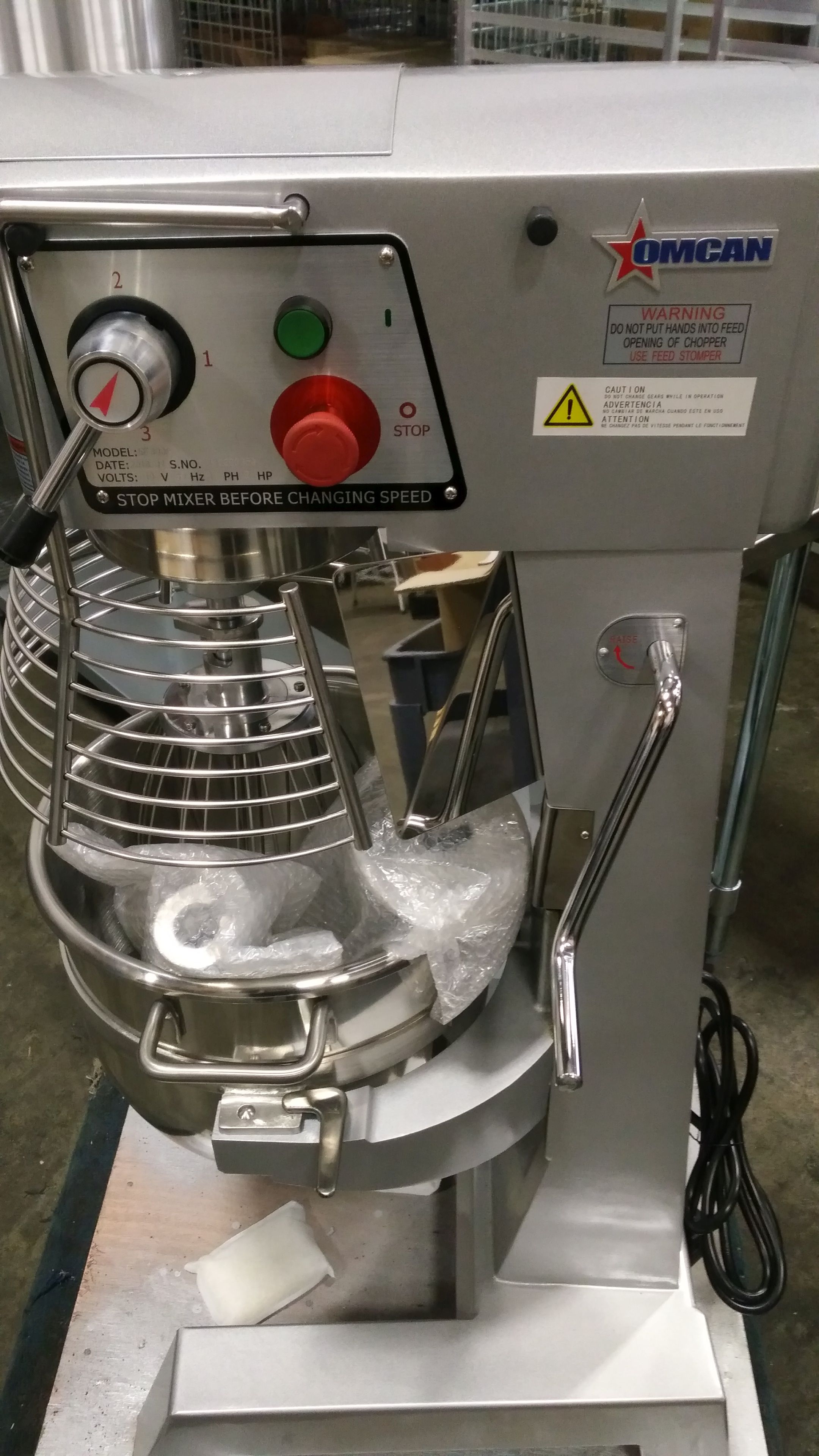 Omcan 30qt Planetary Mixer with Guard and Hook, Whip, Paddle, Model SP300A