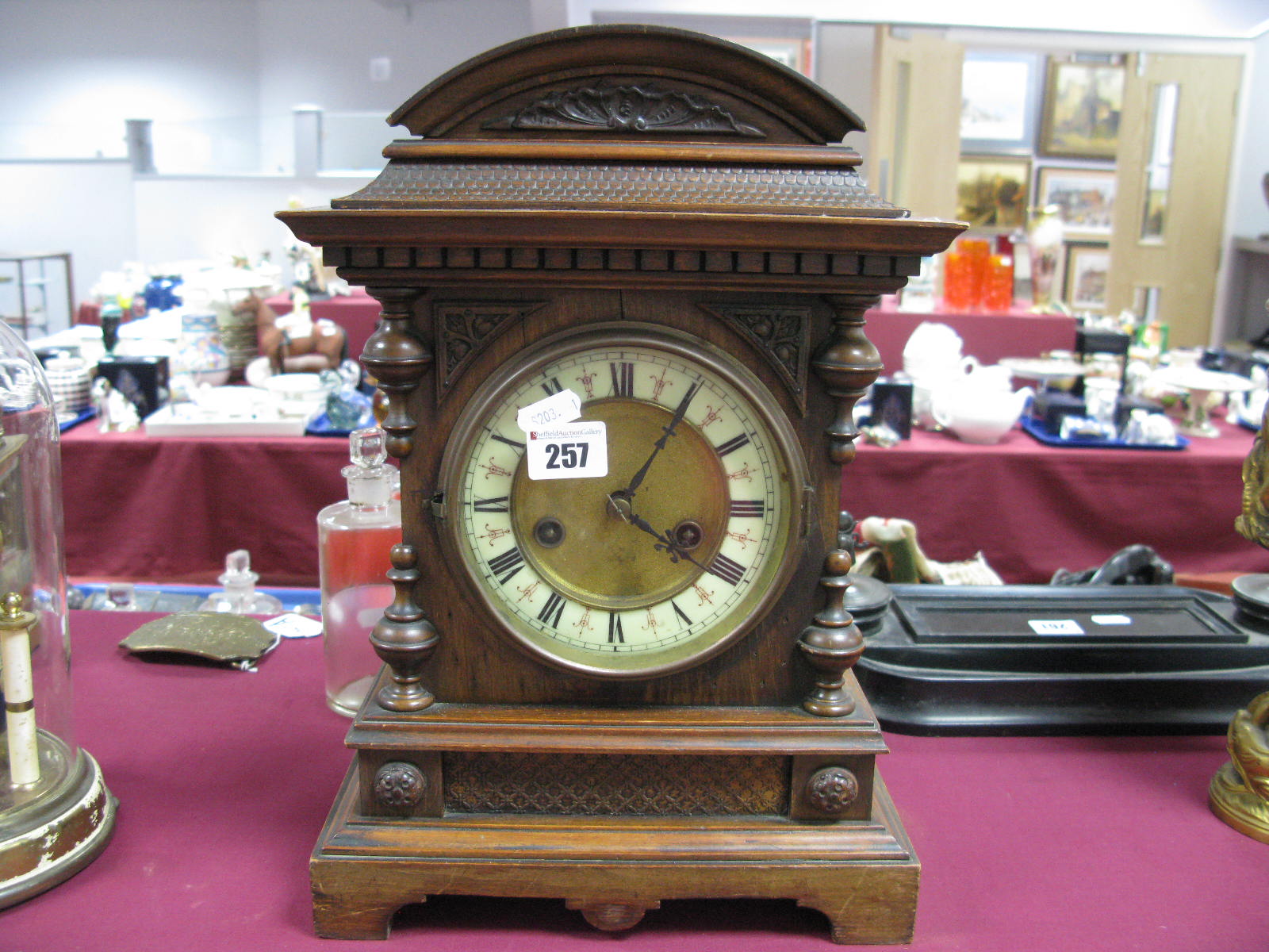 A Wurttemberg H.A.C 14 Day Strike Walnut Cased Mantle Clock, circa 1900 ...