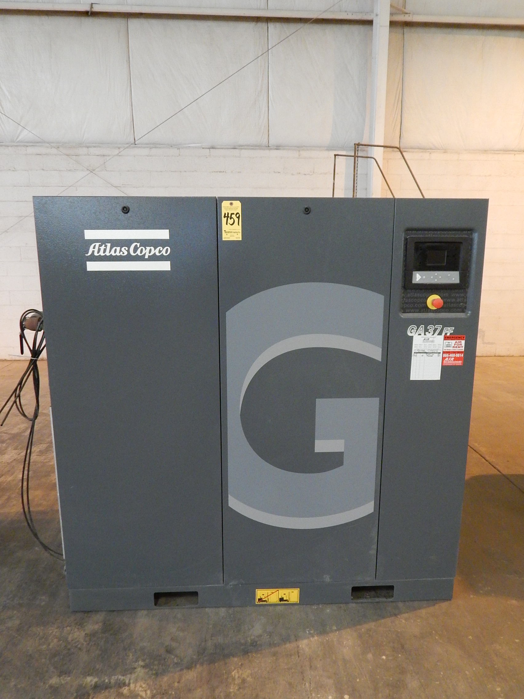 Atlas-Copco Model GA37FF Rotary Screw Air Compressor SN AP1538888, 50 H.P.