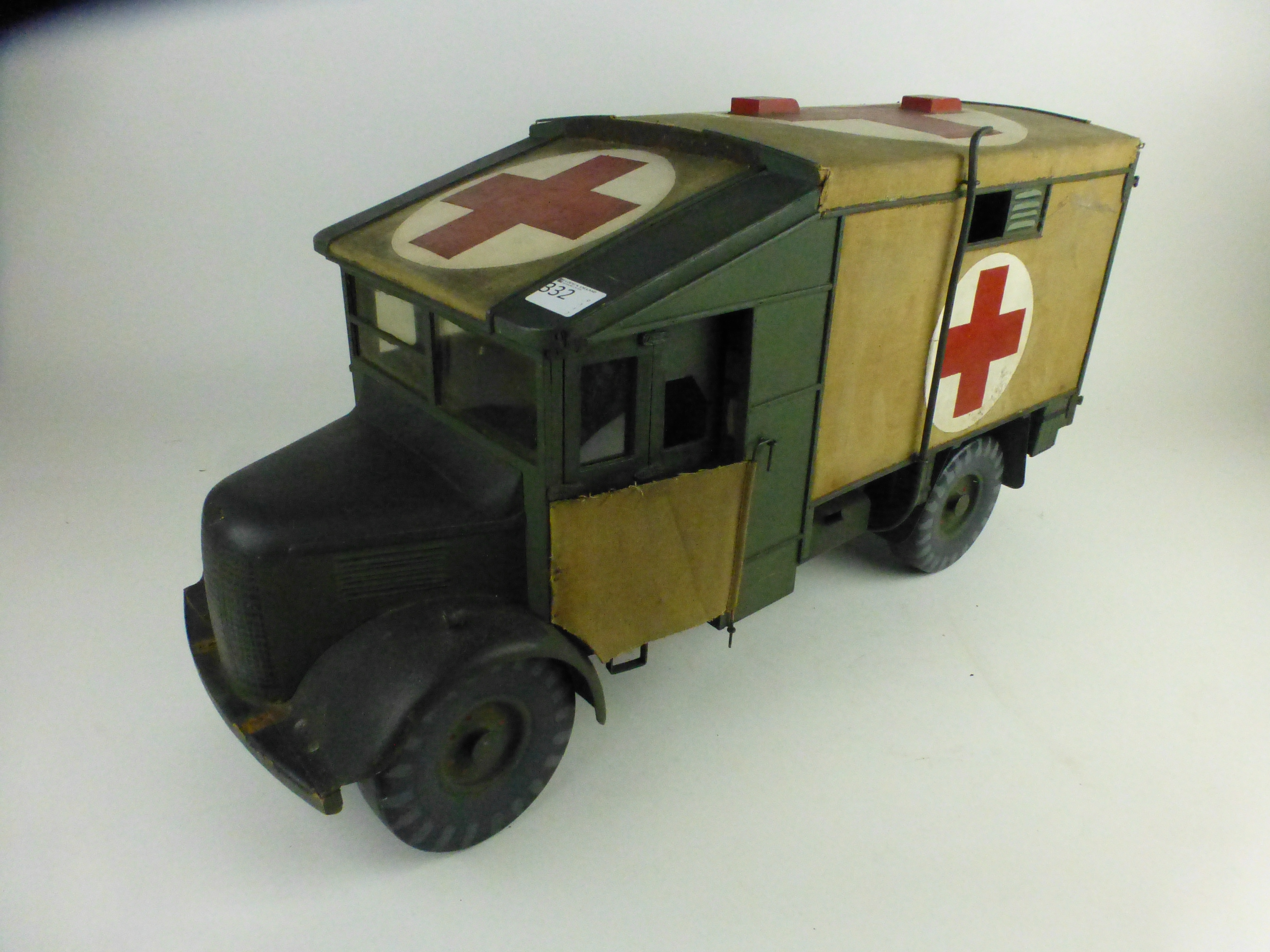 A 20th century scratch built model of a Military Ambulance, with a ...
