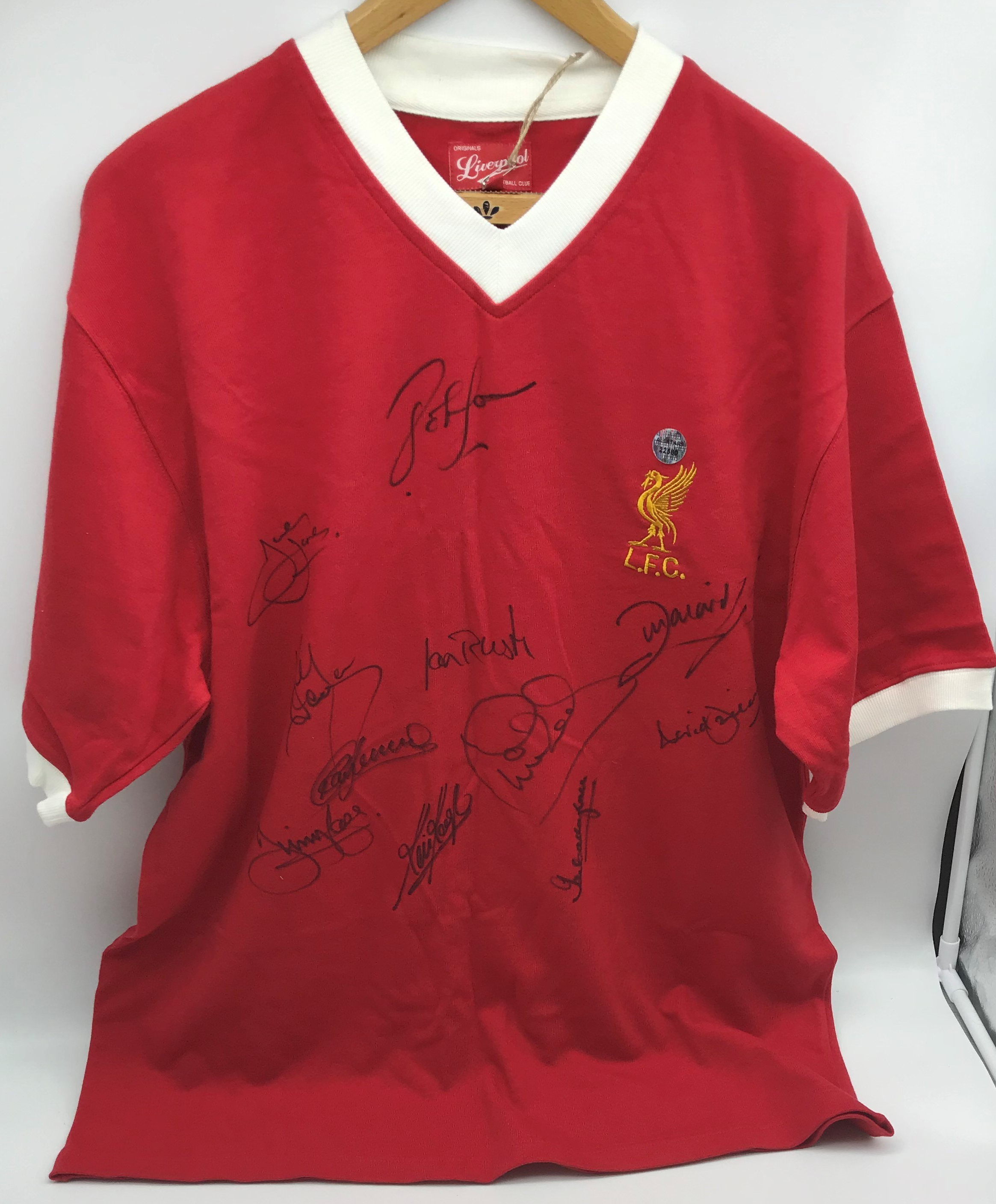 1977 LIVERPOOL REPLICA-SHIRT EUROPEAN CUP FINAL SIGNED
