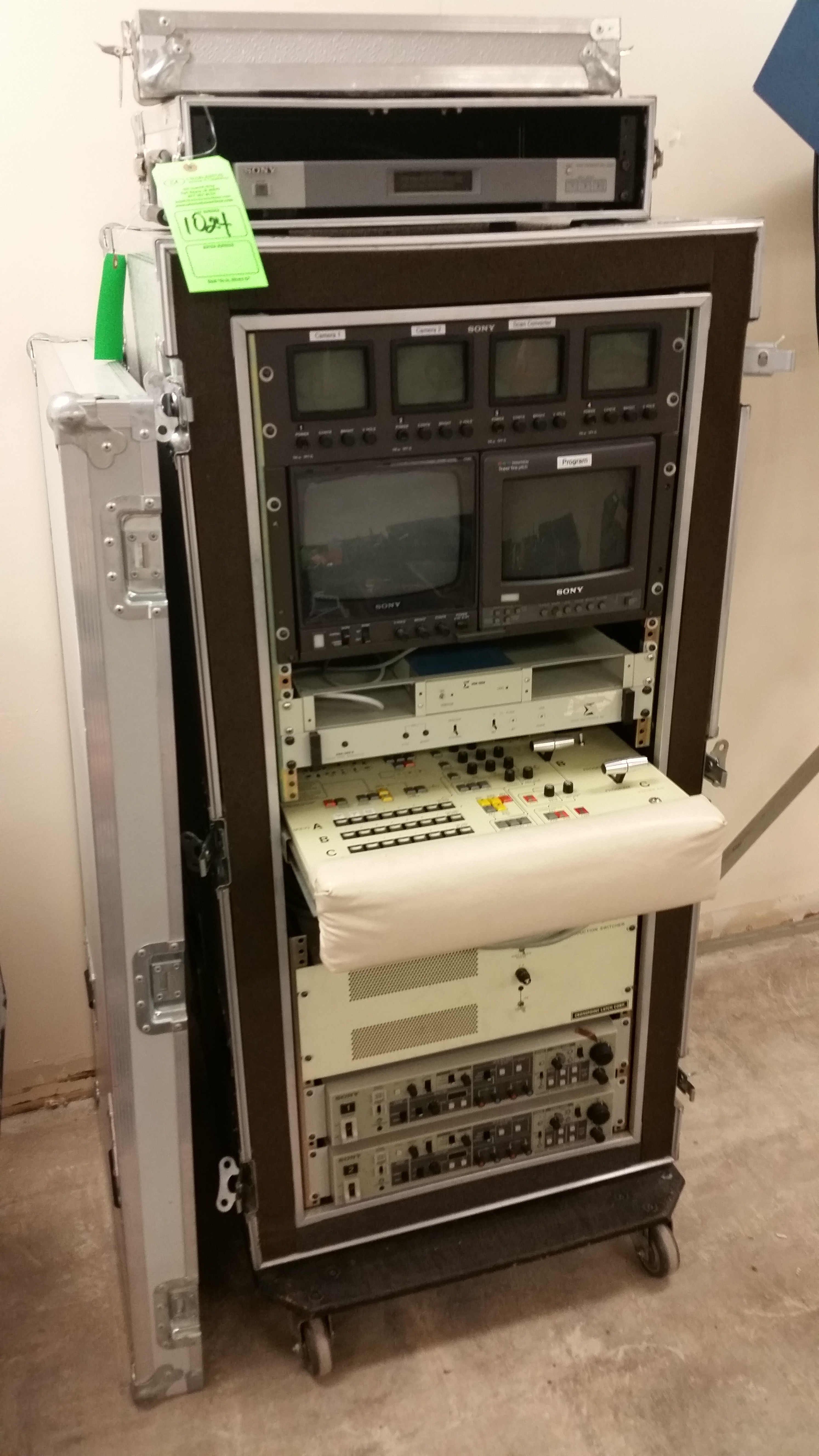 VIDEO PRODUCTION CART W/ (2) SONY MONITORS; (2) SONY CAMERA CONTROL ...