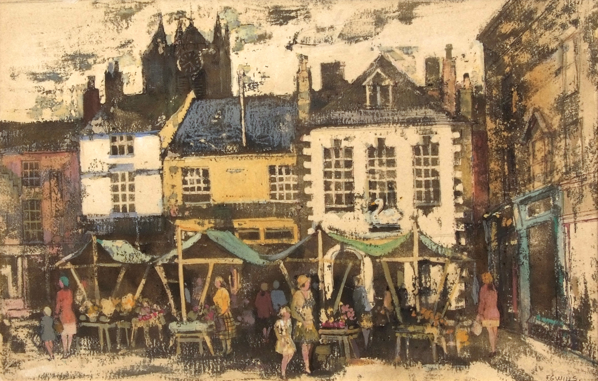 *FREDERICK GEORGE WILLS (1901-1993, BRITISH) A Market Scene gouache ...