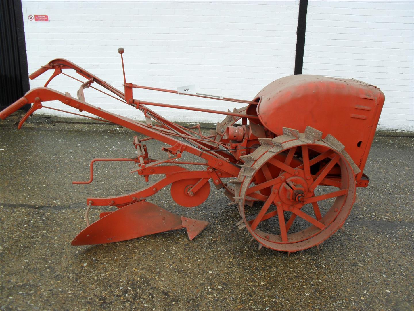 British Anzani Iron Horse motor cultivator with single furrow plough body