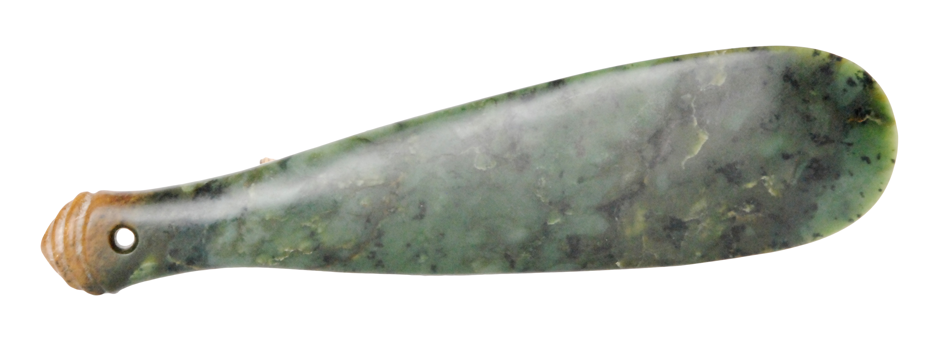 A 20th Century Maori jade Mere club or Patu Pounamu club of traditional ...