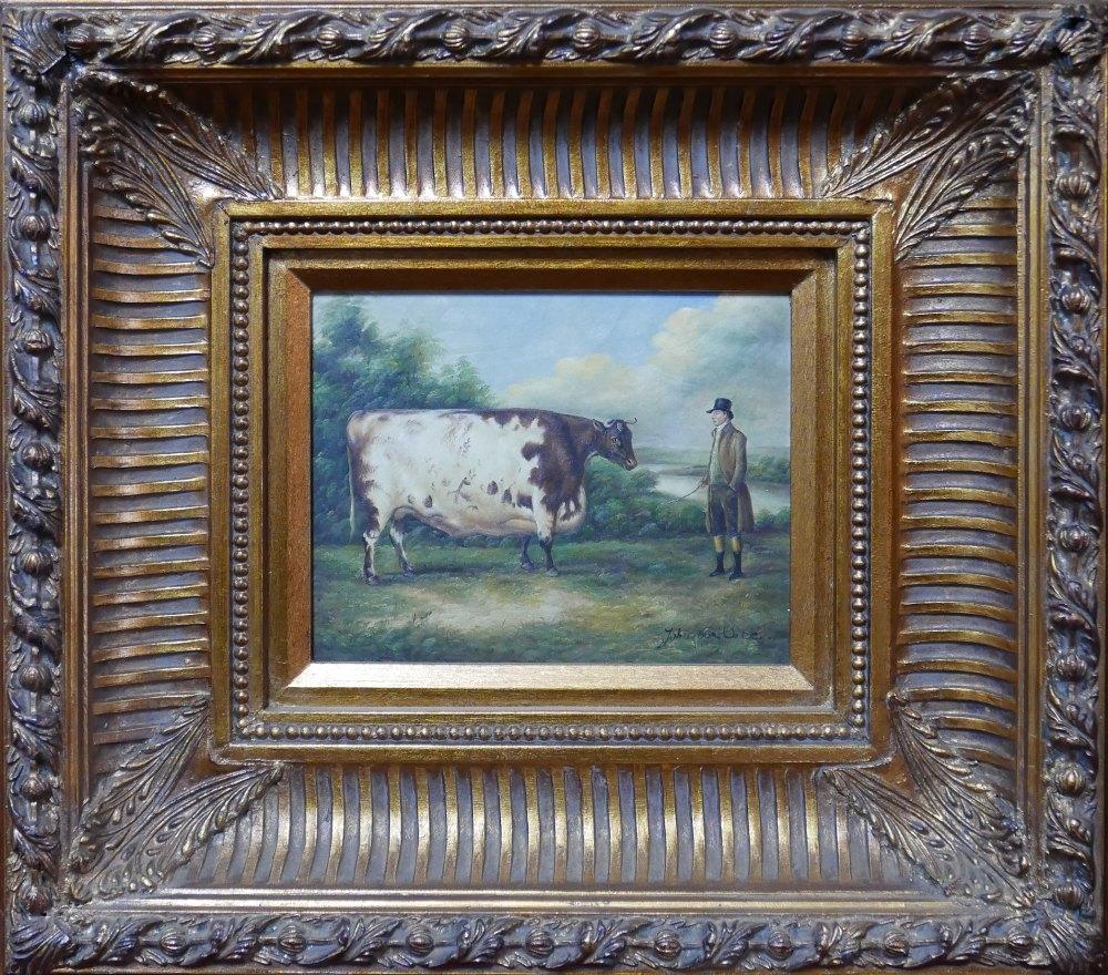 John Boultbee (British,1753-1812), study of a cow, oil on panel, signed ...