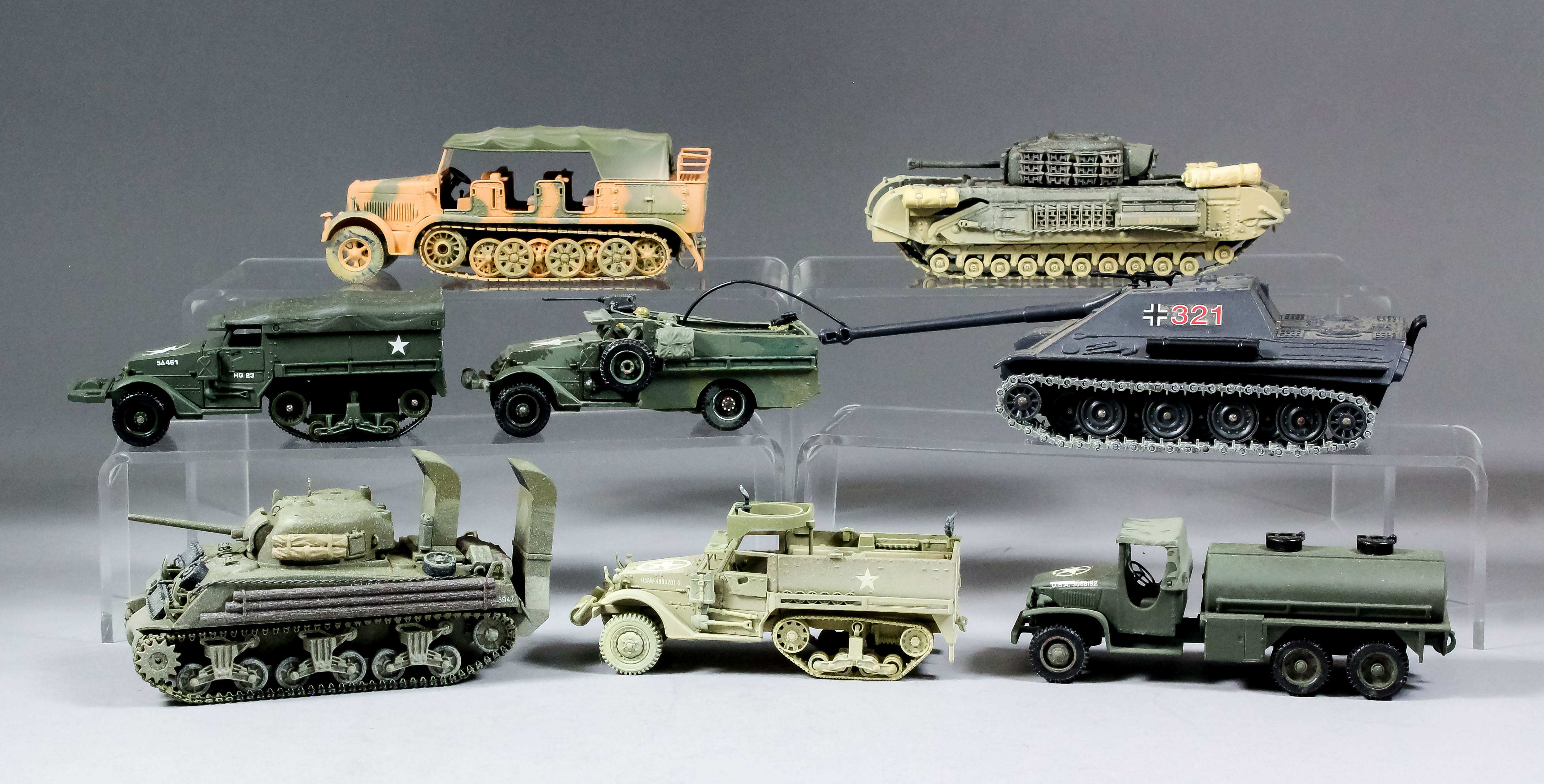 A mixed collection of military vehicles, mostly Corgi diecast models ...