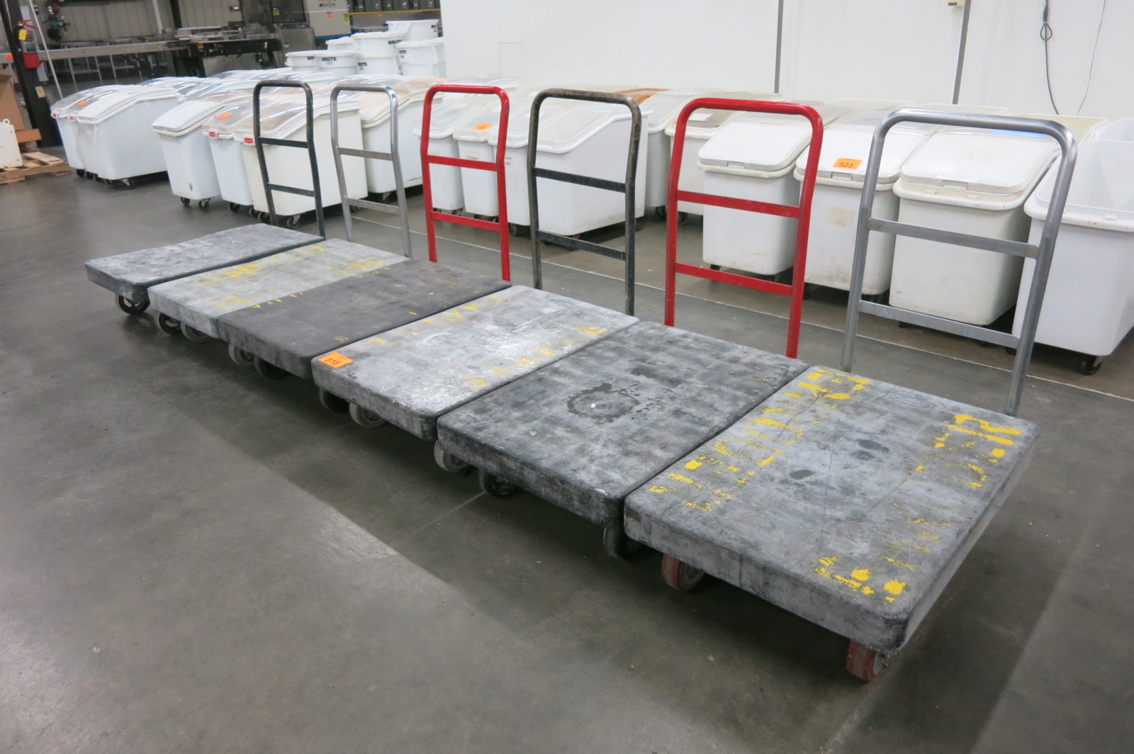 (6) Dock carts, plastic, 36" x 30". [Note: Late Delivery] [Rigging Fee ...