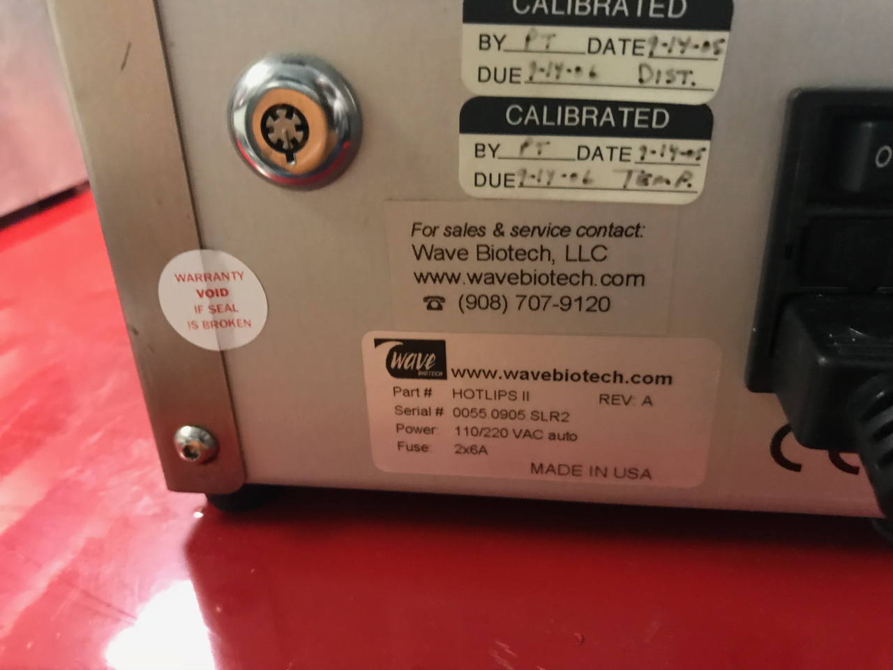 Wave Biotech Hot Lips II Tube Sealer, SN: 0055 0905 SLR2 110/220 VAC