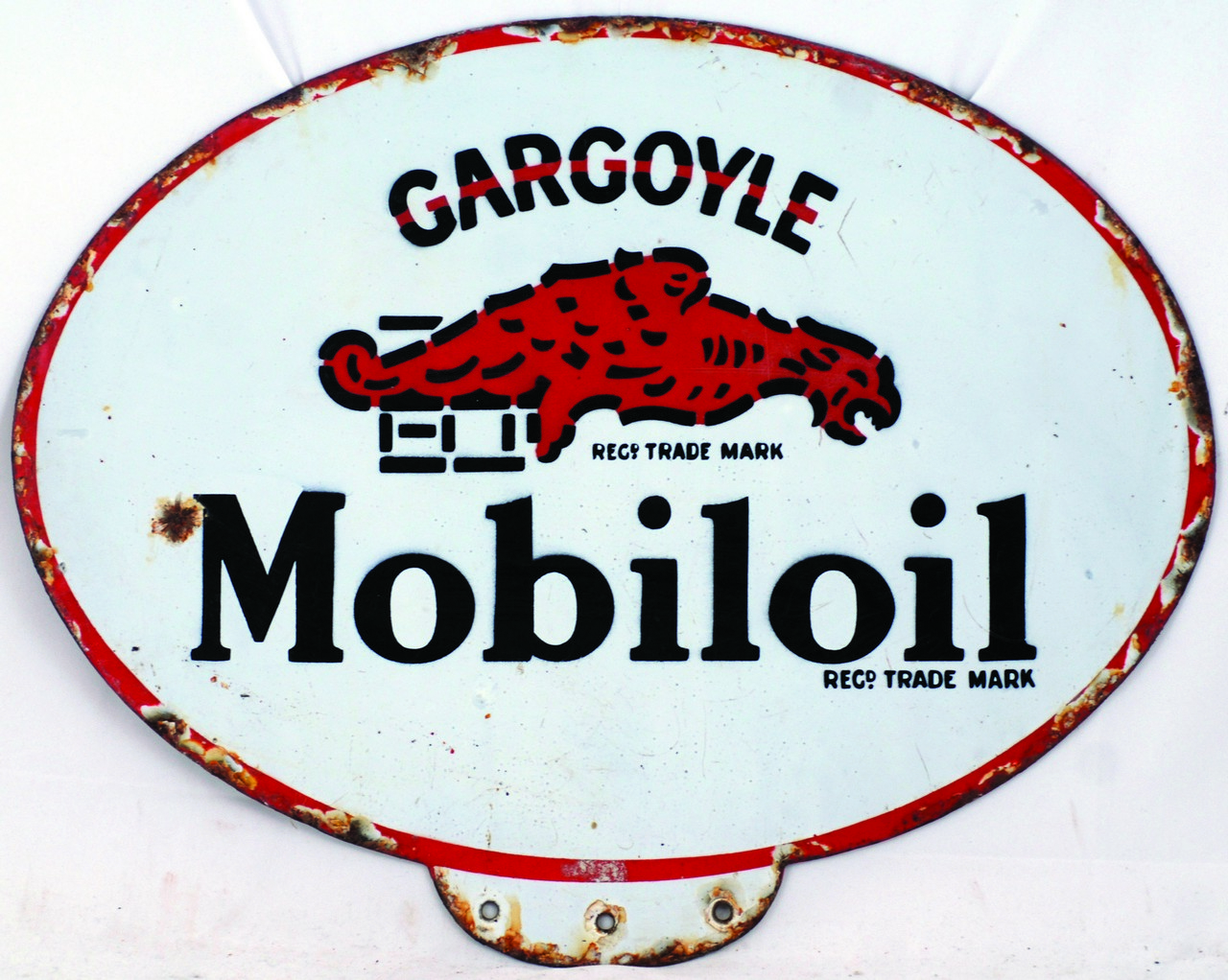 GARGOYLE MOBILOIL. Double sided oval enamel sign, 18ins across ...