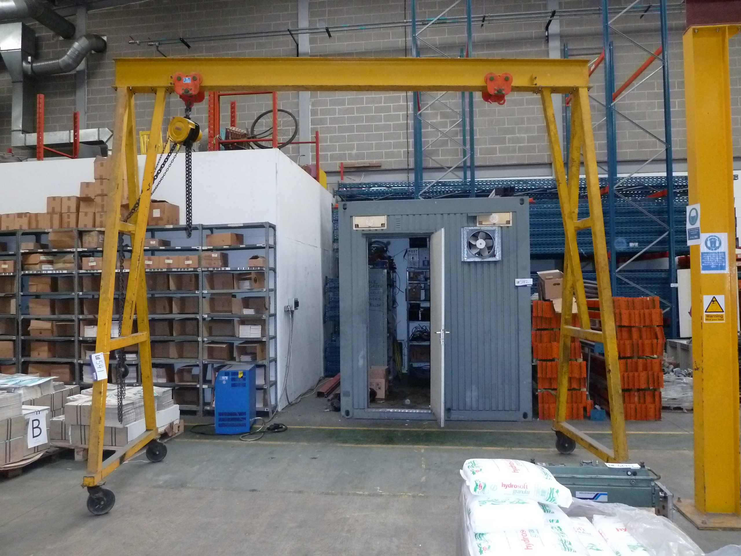 Steel Mobile A-Frame Lifting Gantry, approx. 4000mm wide, fitted two ...