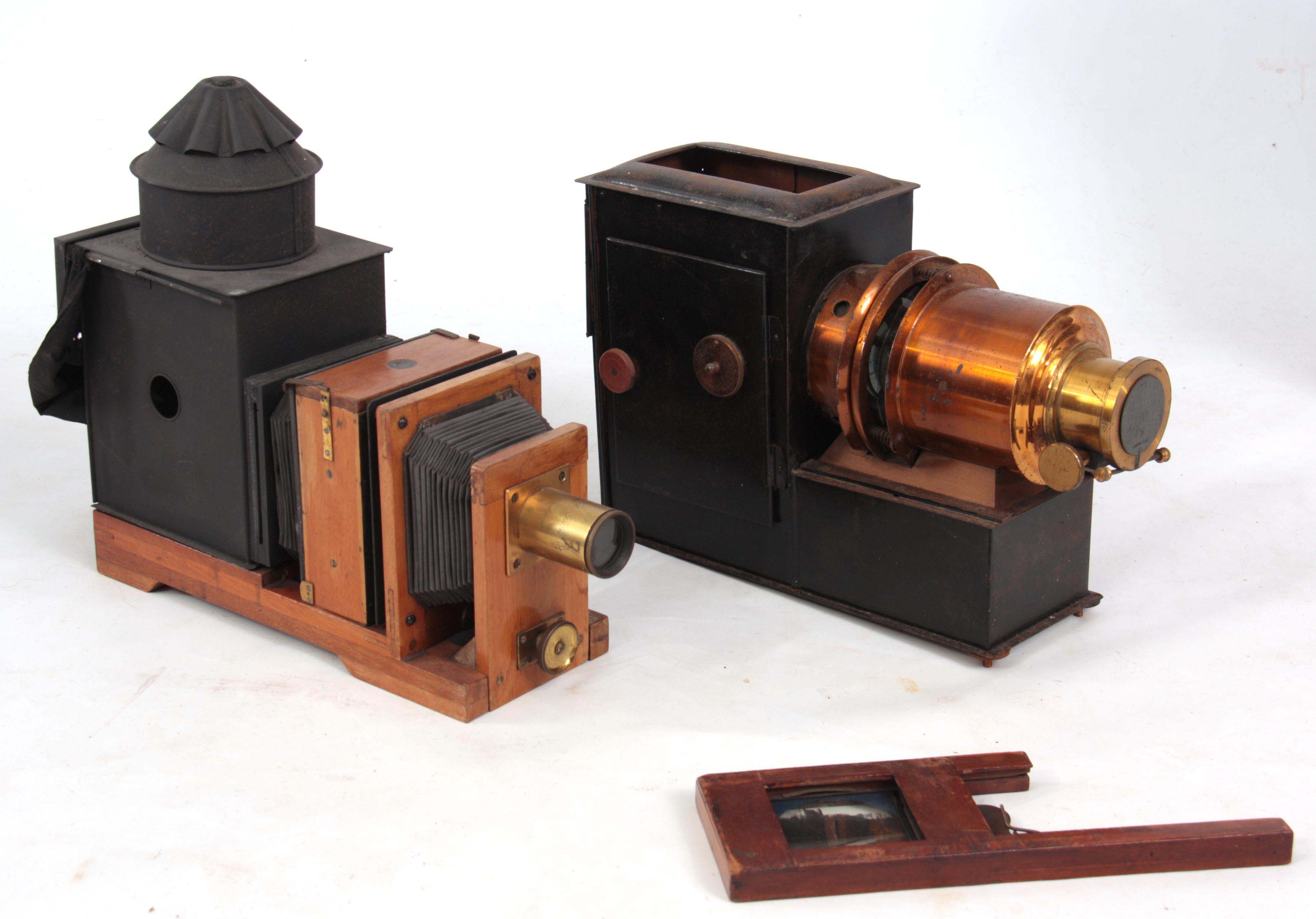 TWO 19TH CENTURY MAGIC LANTERN SLIDE PROJECTORS one part complete, sold ...