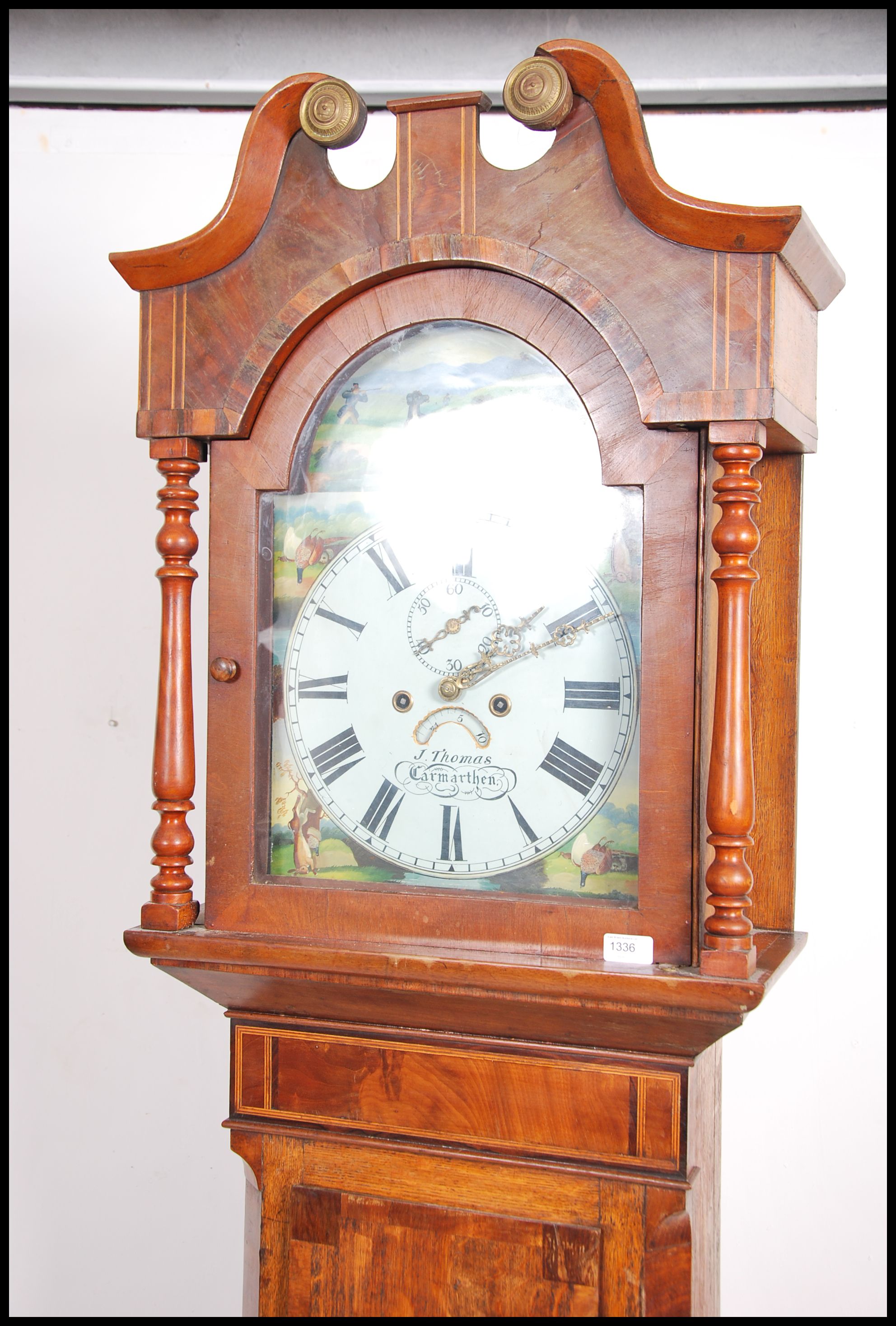 A 19th Century inlaid country oak welsh longcase clock by J Thomas of ...