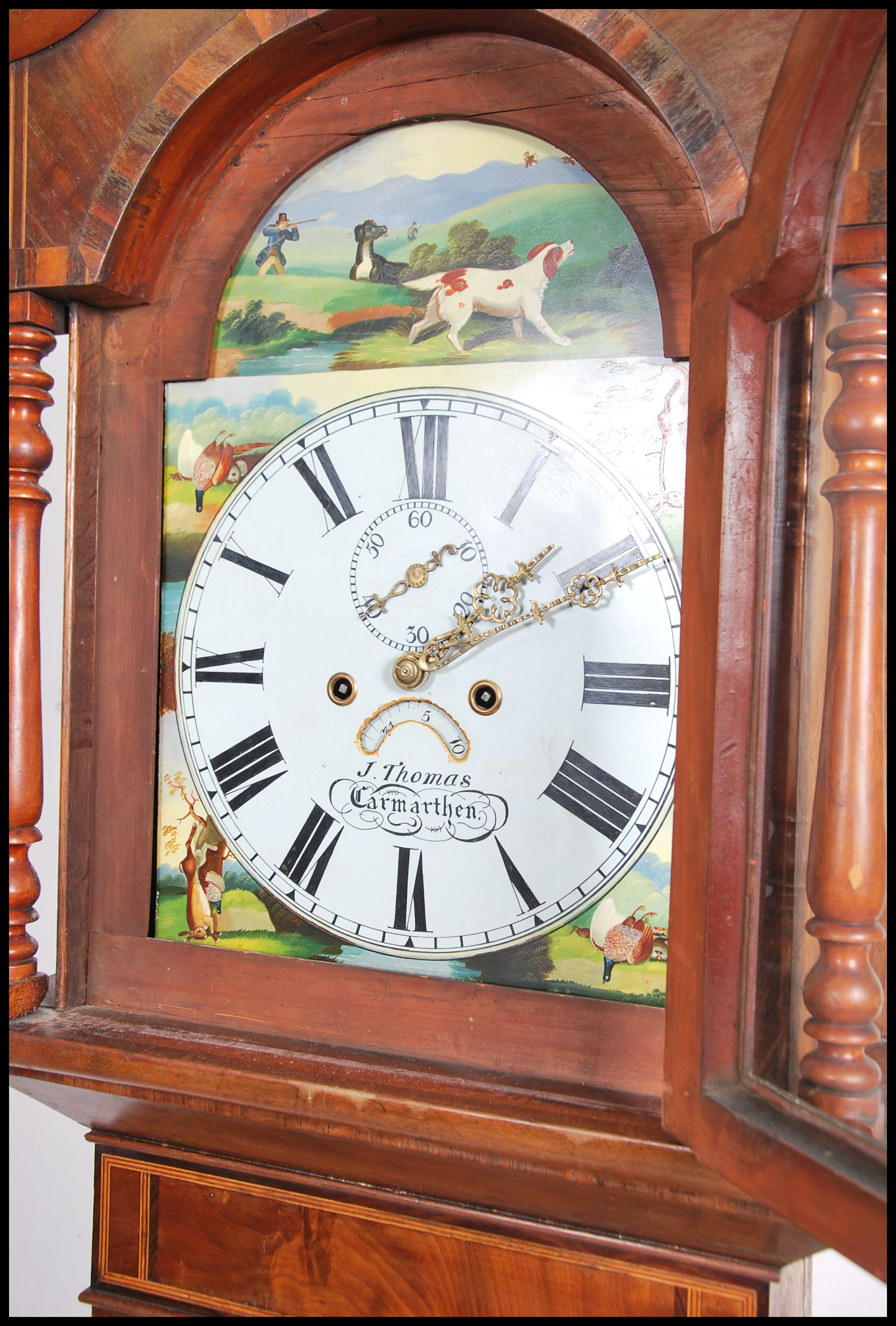 A 19th Century inlaid country oak welsh longcase clock by J Thomas of ...