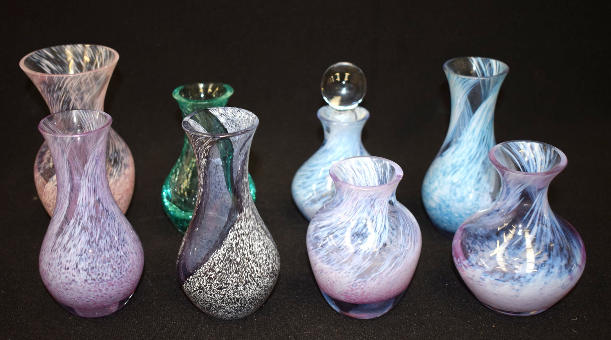 A GROUP OF EIGHT CAITHNESS ART GLASS VASES, of varying shape and style ...