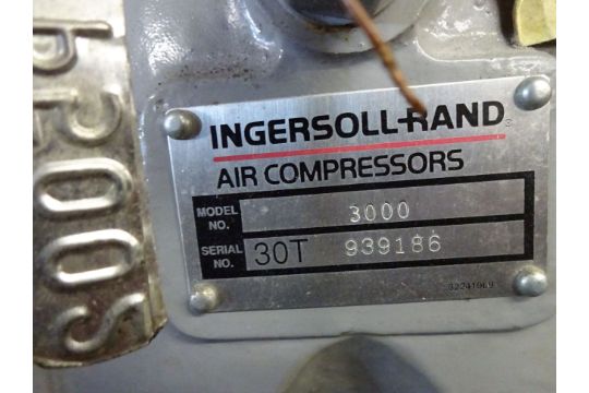 20 HP INGERSOLL RAND MODEL 3000 3-STAGE HORIZONTAL TANK AIR COMPRESSOR ...