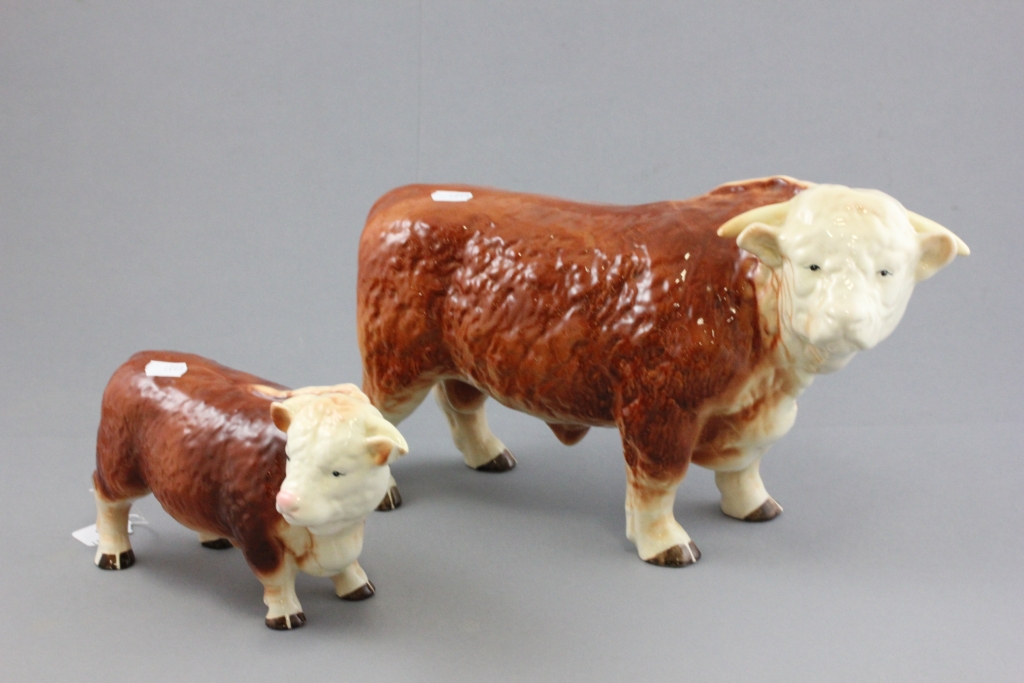 Large Melba ware Ceramic Hereford Bull and another Melba ware Hereford Bull