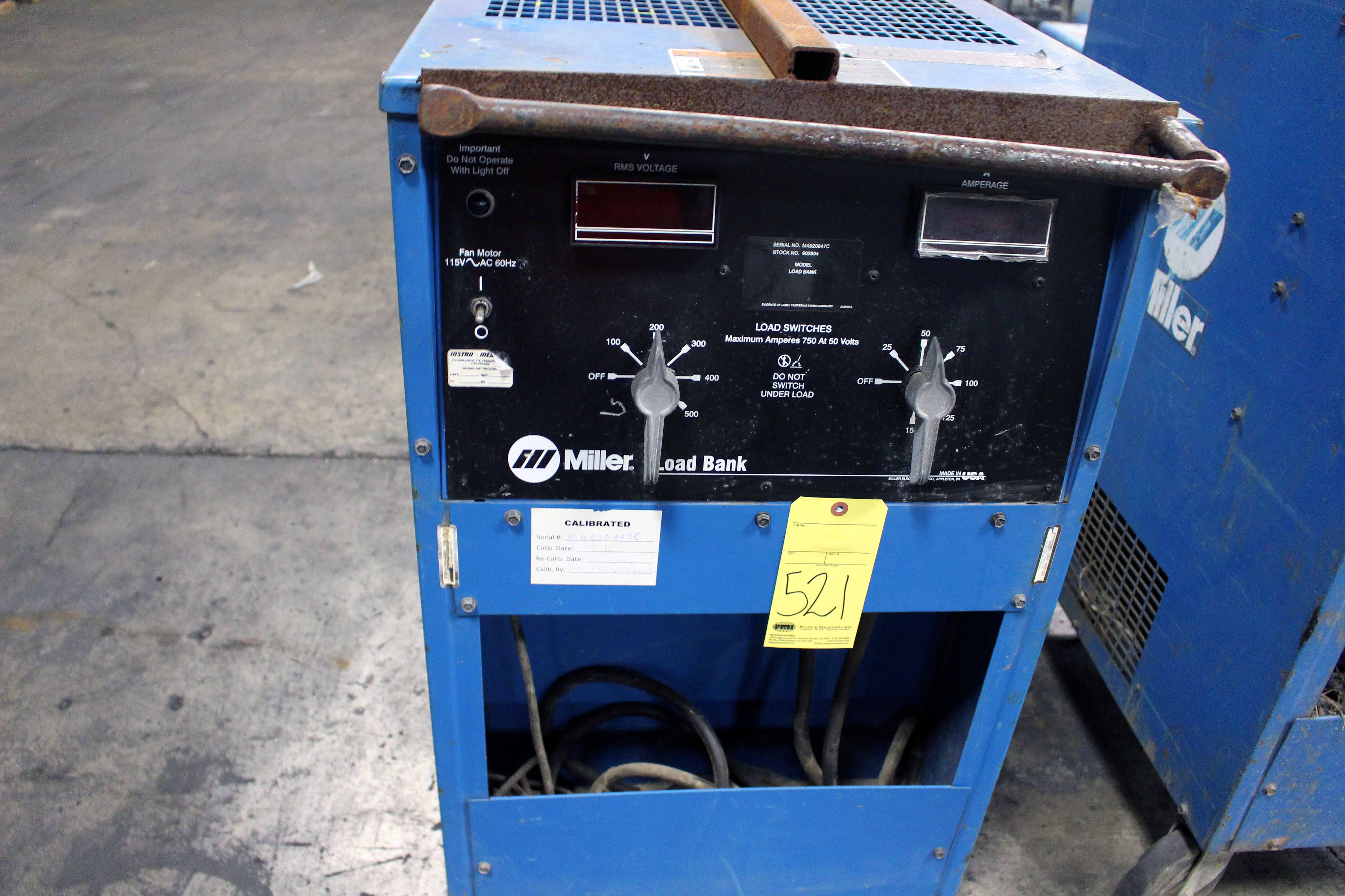 { Choice of lots: 521,522 } LOAD BANK, MILLER, 750 amp @ 50 v.