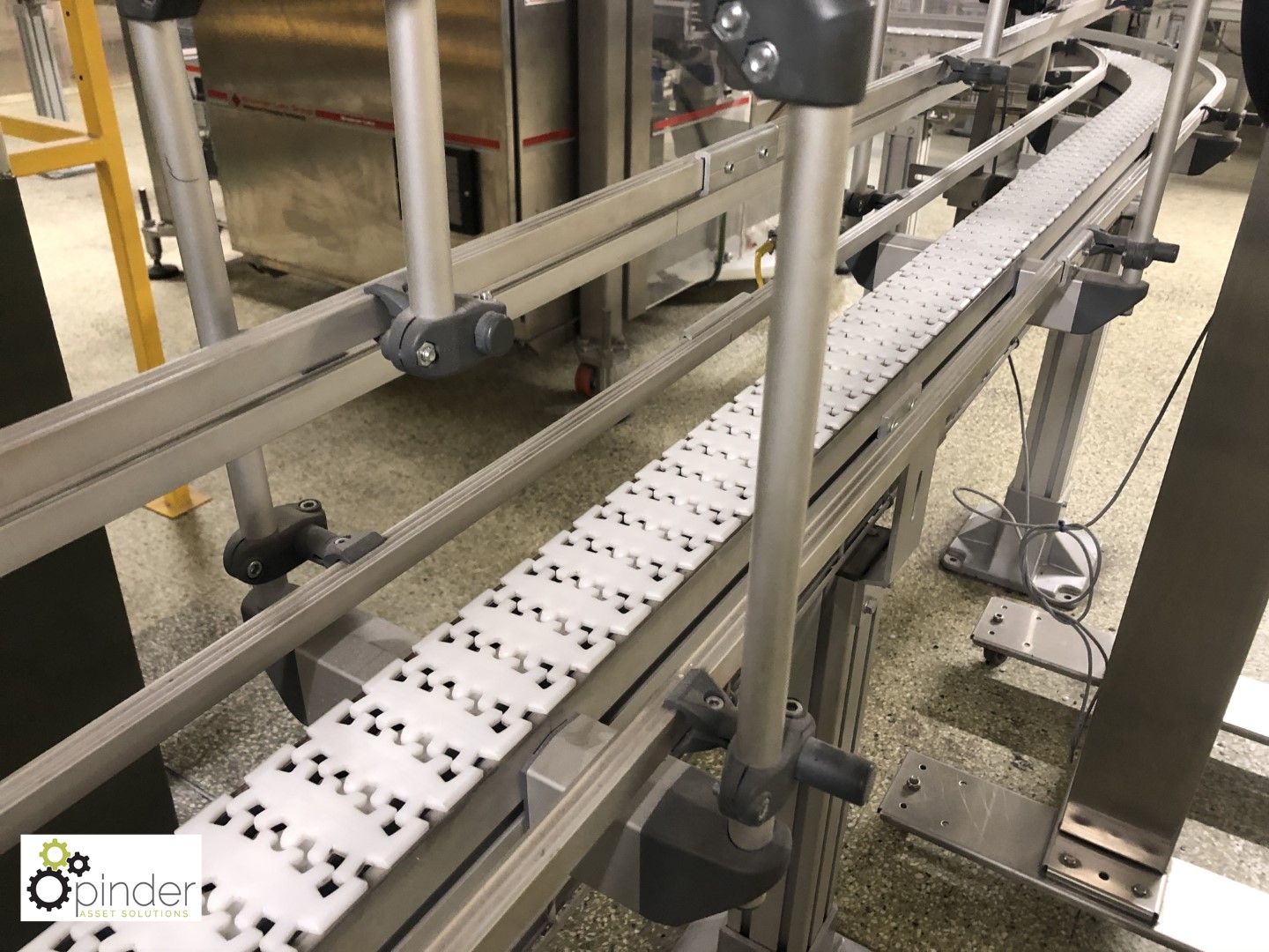 Stainless steel Intralox Conveyor, with 90° turn, 1m to arc, arc to end ...