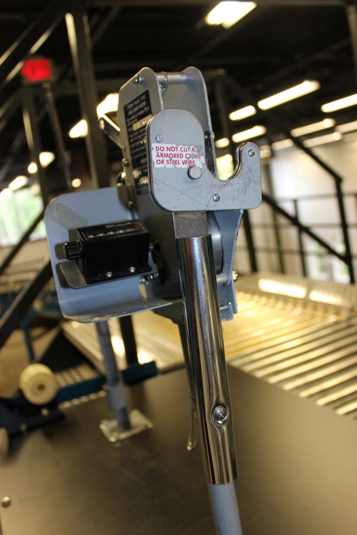 OLYMPIC MODEL 1410 WIRE LENGTH METER. SR # WITH REEL & CUTTER MOUNTED ...