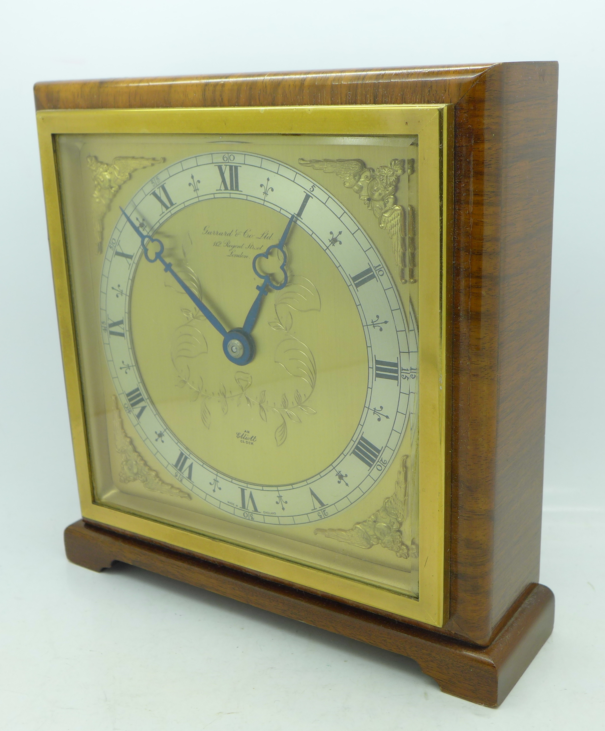 An Elliott mantel clock, Garrard & Co. Ltd., 112, Regent Street, London ...