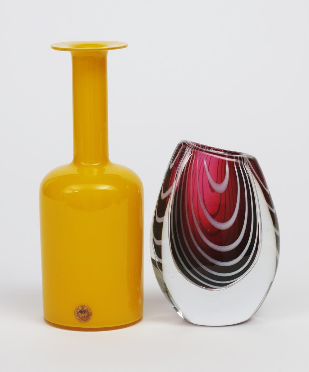A Holmegaard Gul vase designed by Otto Brauer, shouldered cylindrical ...