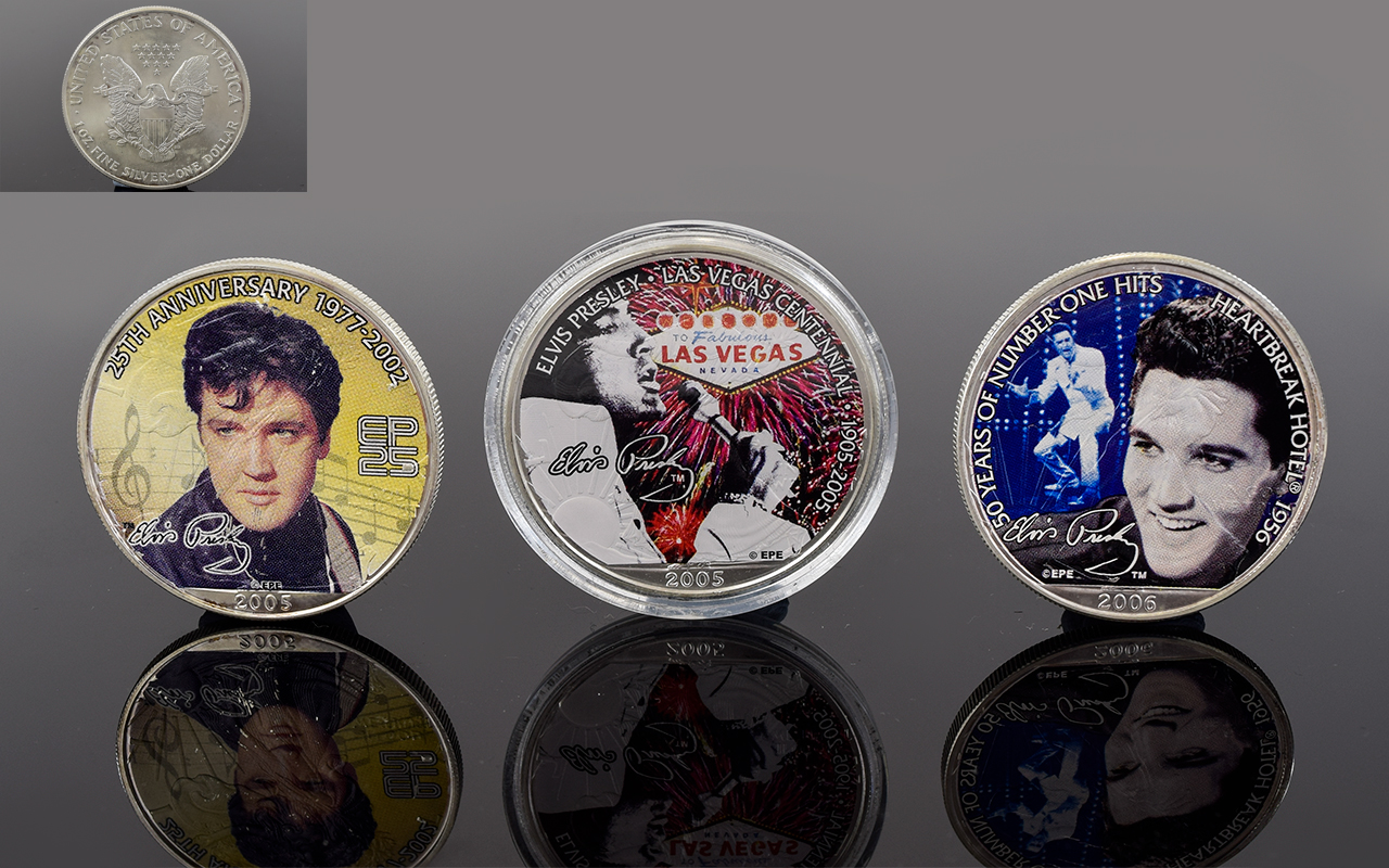 Elvis Presley One Ounce Fine Silver One Dollar ( Eagles ) Coins - Dated ...