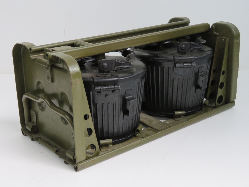 A WWII German set of MG34/42 drum magazines with trommel carry case ...