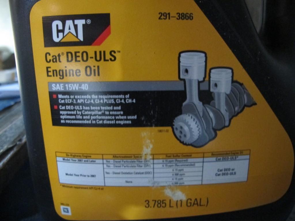 Engine oil. Cat DEO-ULS. SAE 15W-40. One gallon bottles. Two and a half ...