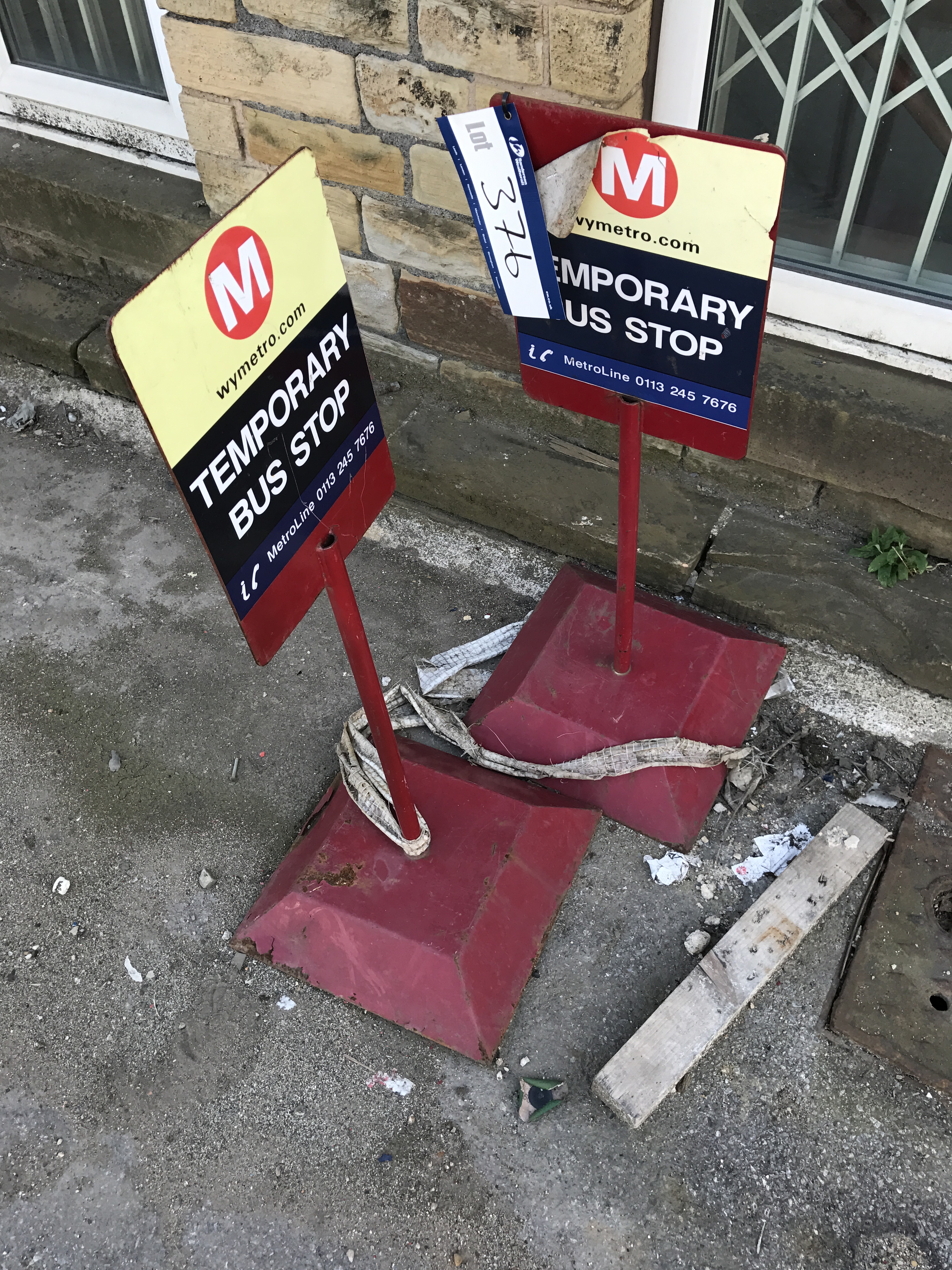 2 Metro Temporary Bus Stop Signs