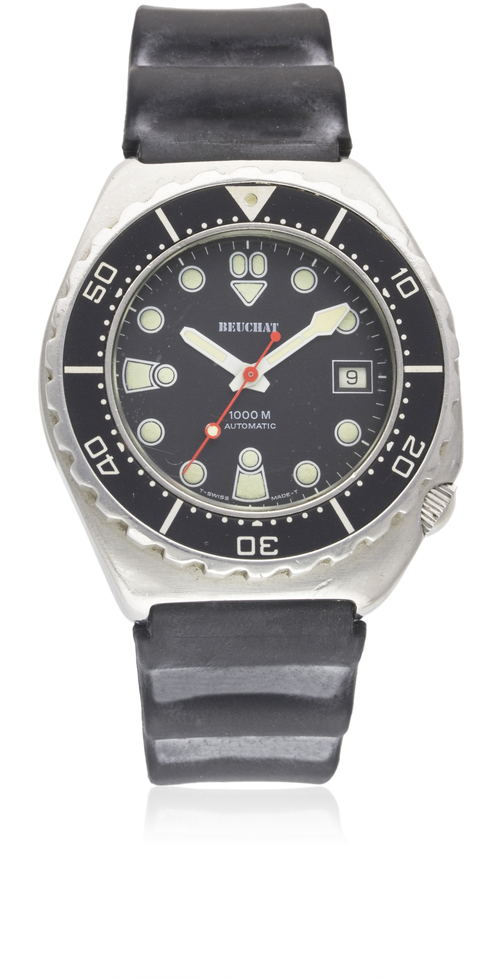 A RARE GENTLEMAN'S STAINLESS STEEL FRENCH MILITARY BEUCHAT 1000M ...