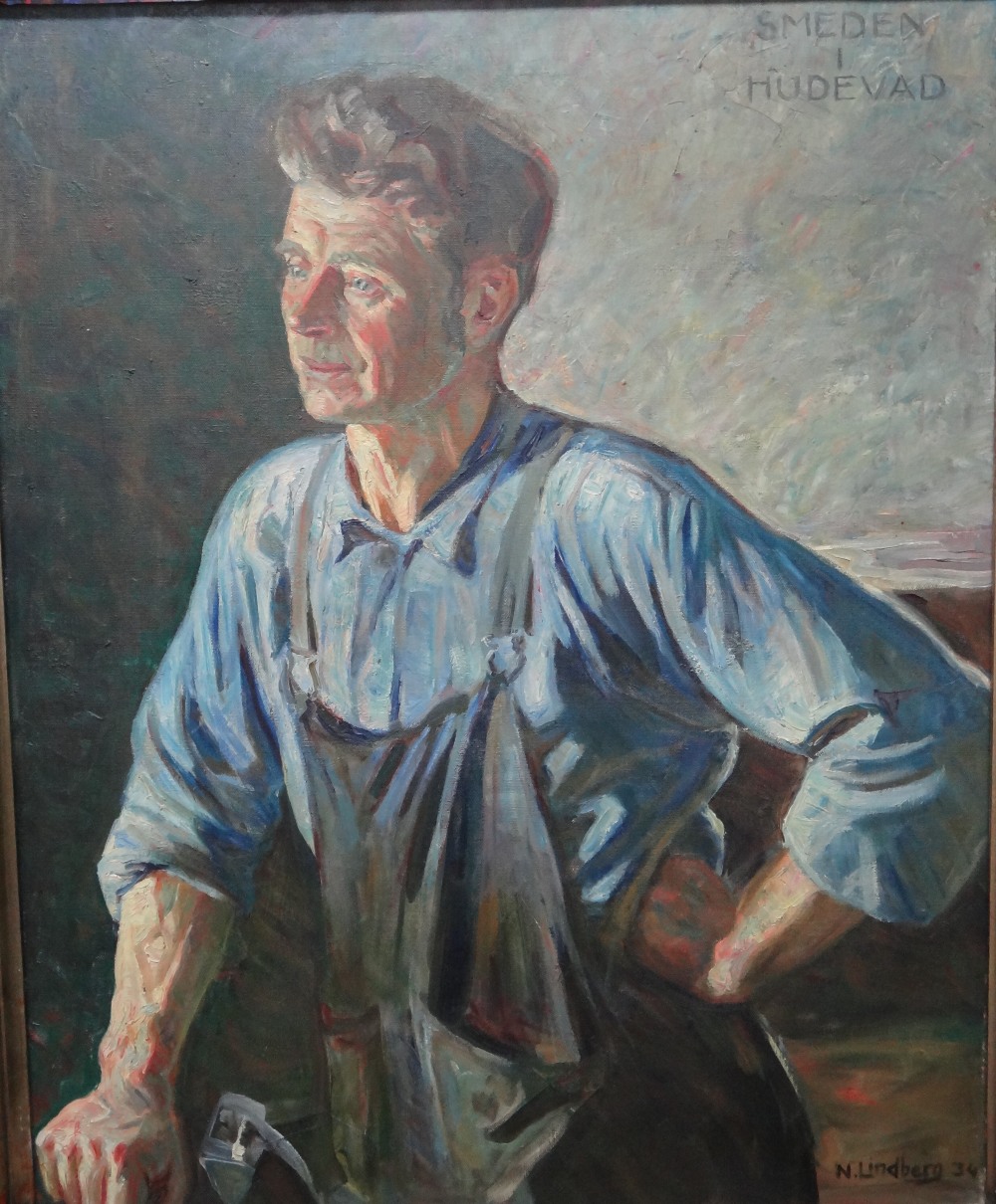 Niels Lindberg (1886-1974), Smeden I Hadevad, oil on canvas, signed ...