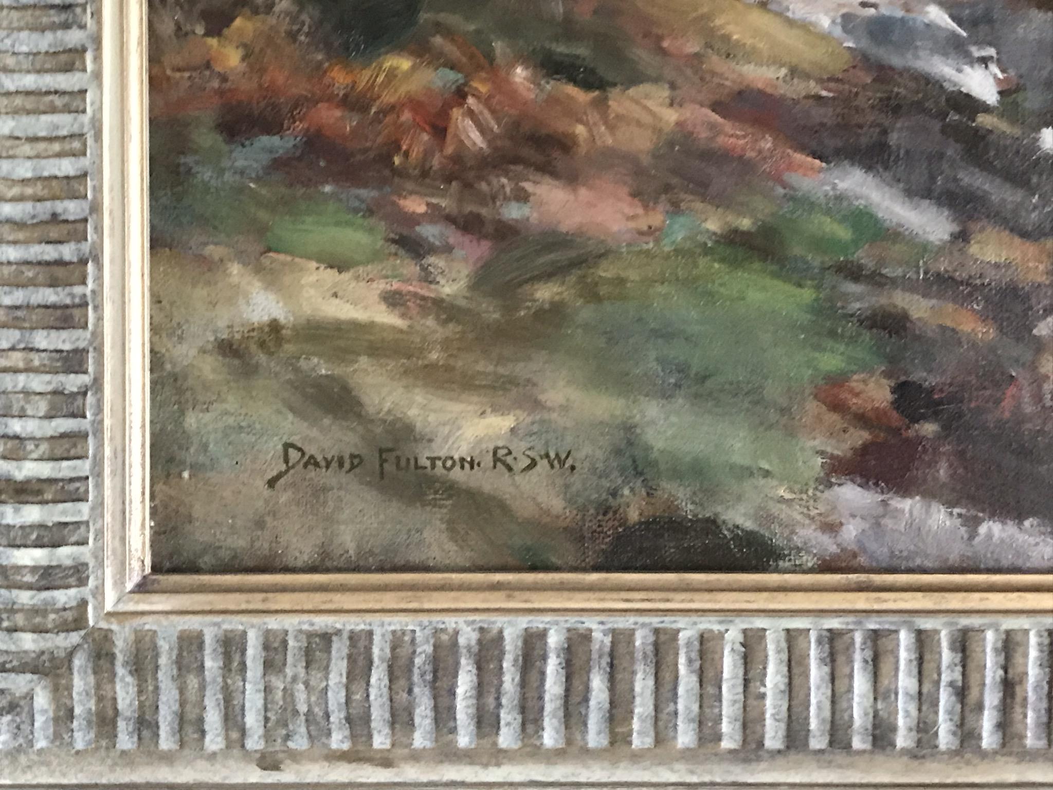 Sheep in autum landscape by Scottish artist David Fulton R.S.W 1938 ...