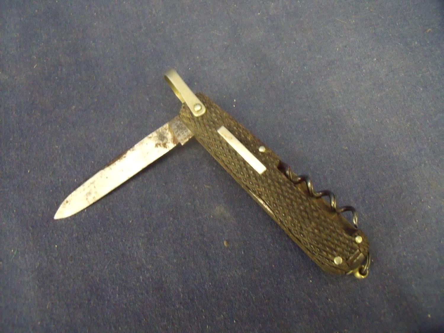 Unusual Sheffield made combination knife with 2 1/2 inch folding main ...